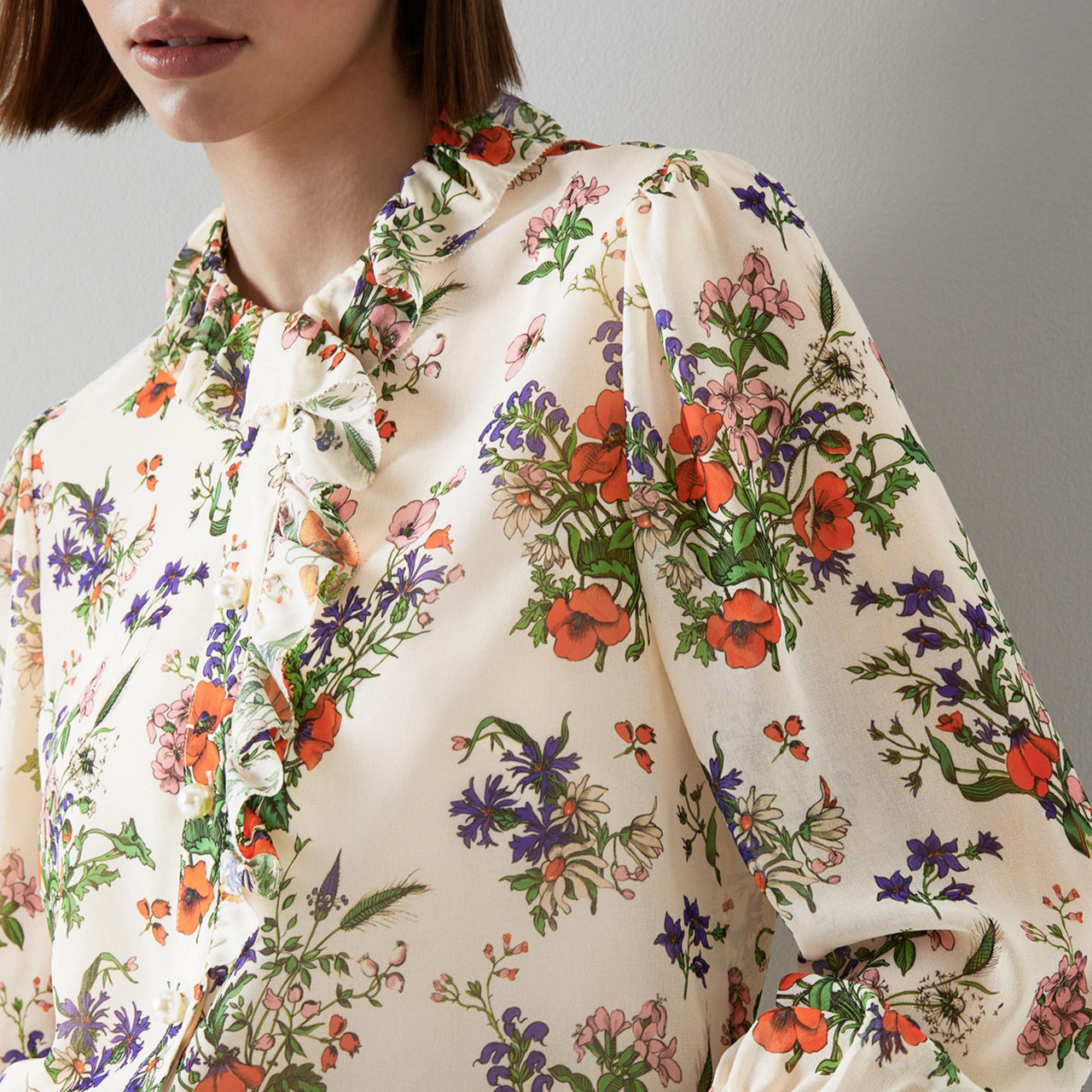 Lk Bennett Elowen Poppy Print Blouse