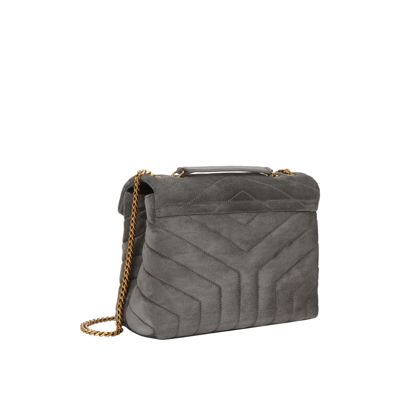 SAINT LAURENT Lou Lou Small Quilted Suede Shoulder Bag