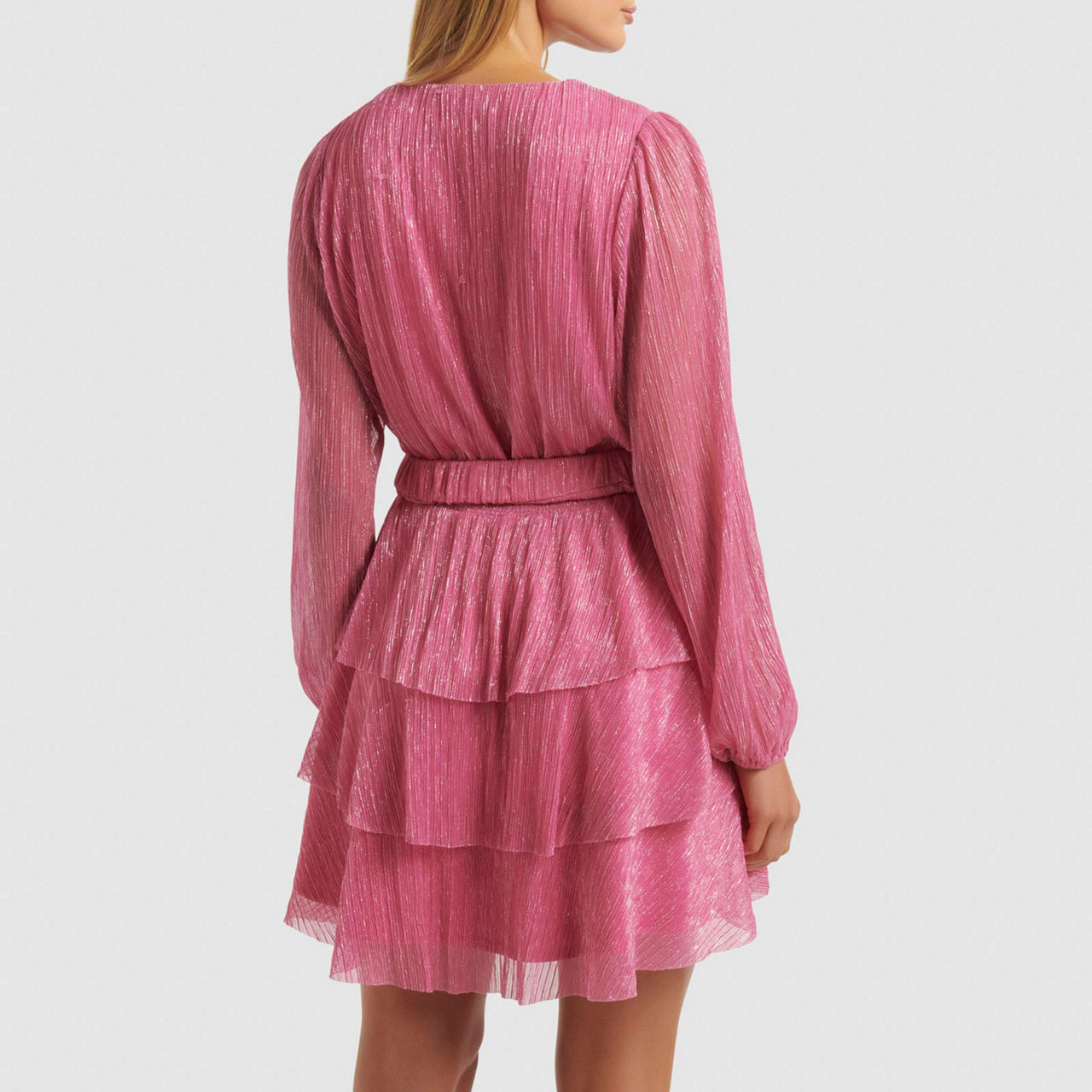 FOREVER NEW Nancy Plisse Tiered Mini Dress