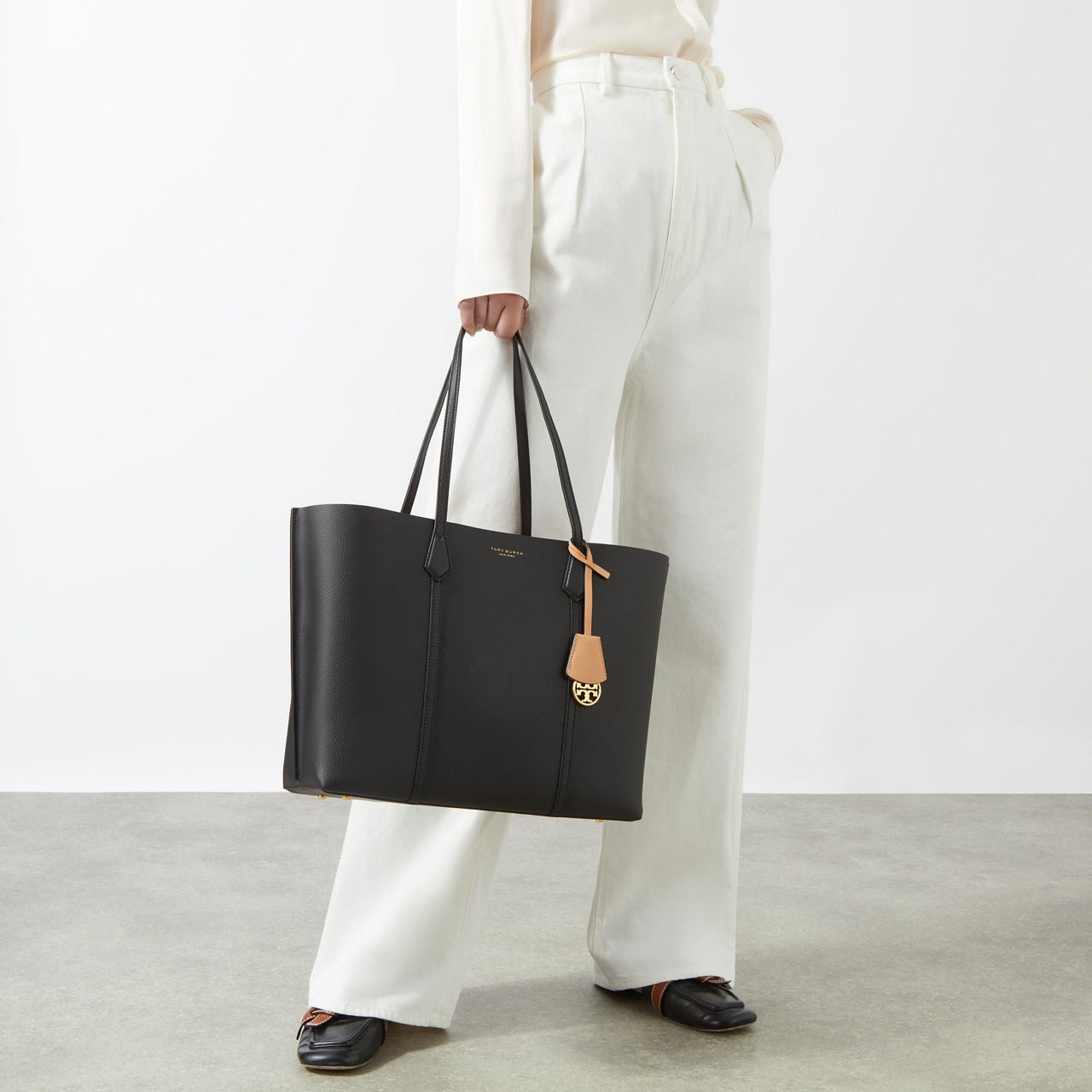 Perry Triple-Compartment Leather Tote