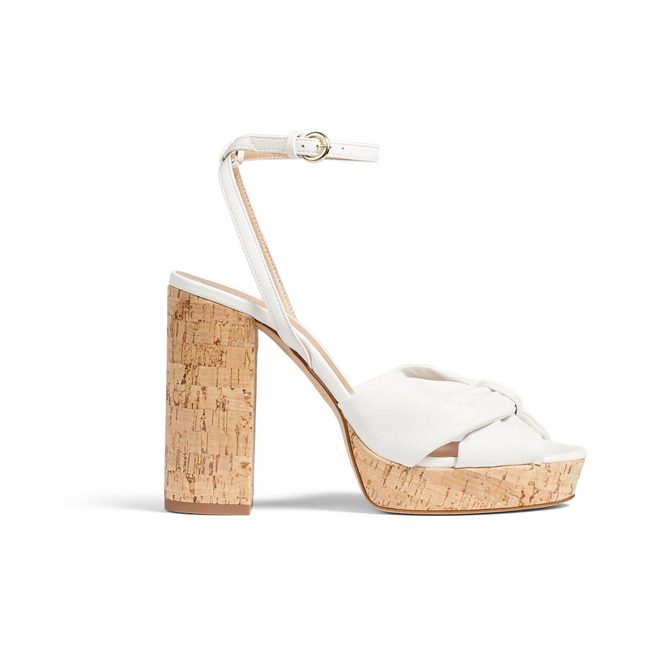 LK BENNETT Amanda Denim and Cork Platform Block Heels
