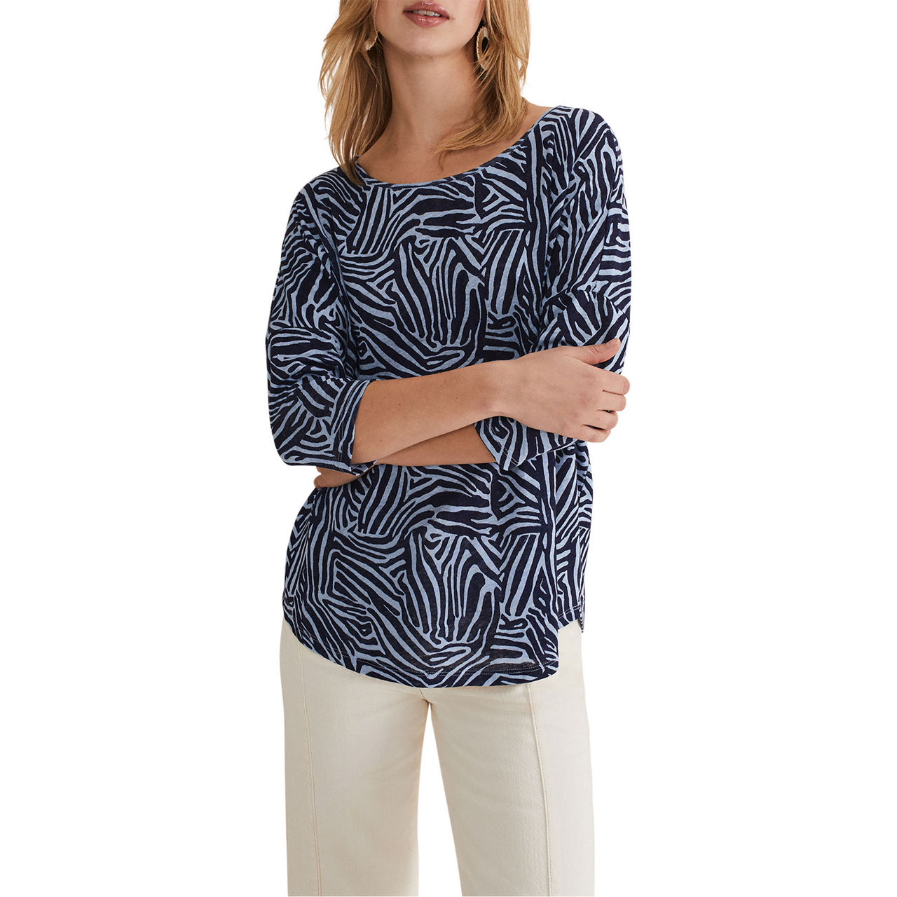 PHASE EIGHT Moire Zebra Print Linen Top