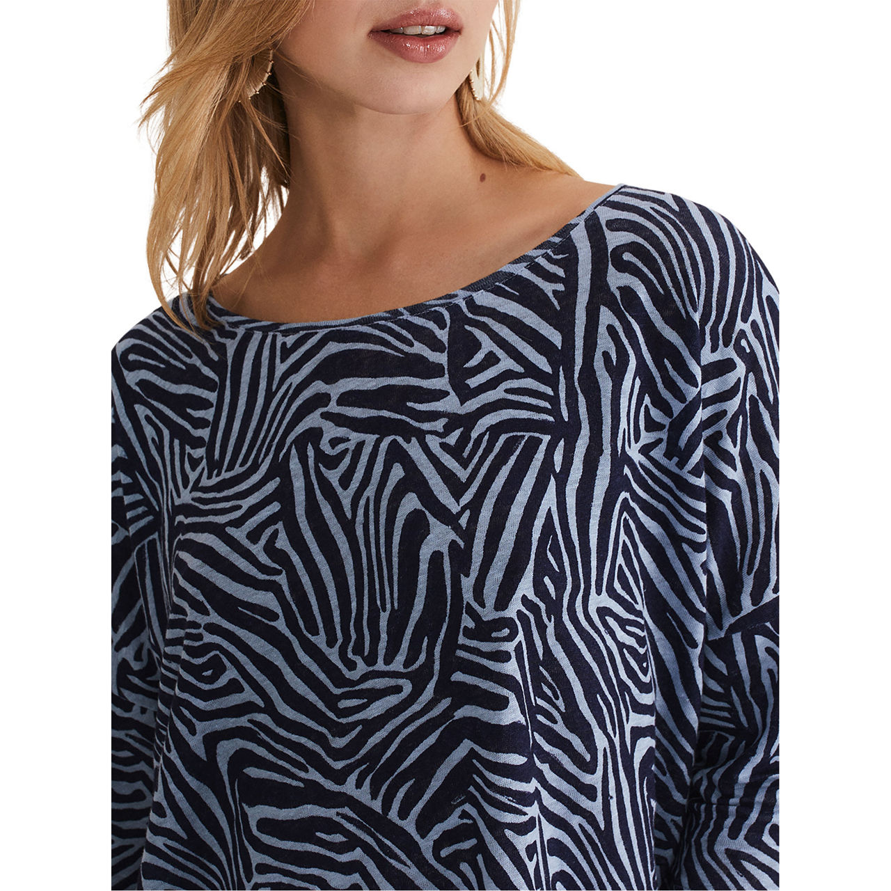 PHASE EIGHT Moire Zebra Print Linen Top