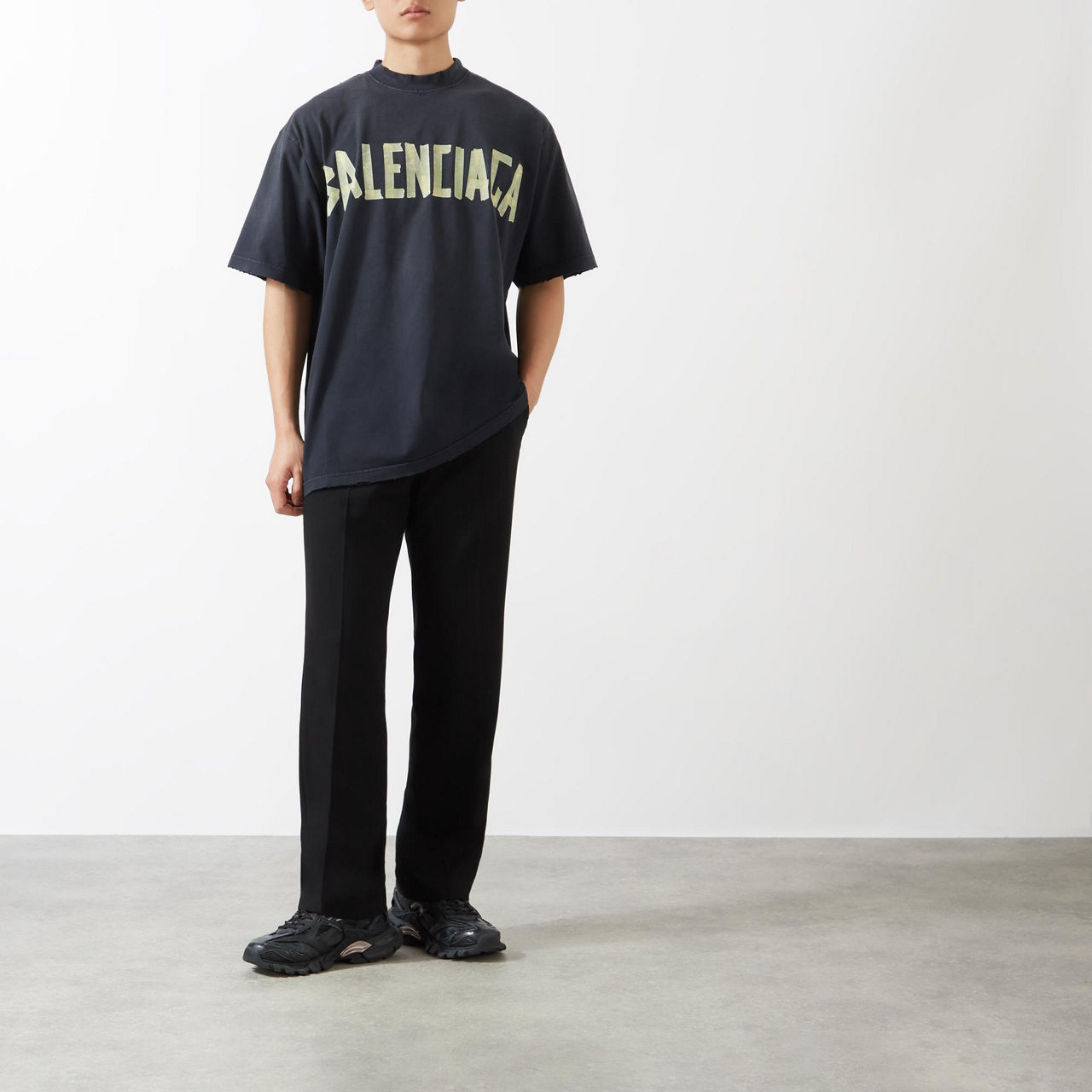 BALENCIAGA Ripped Tape Logo T-Shirt