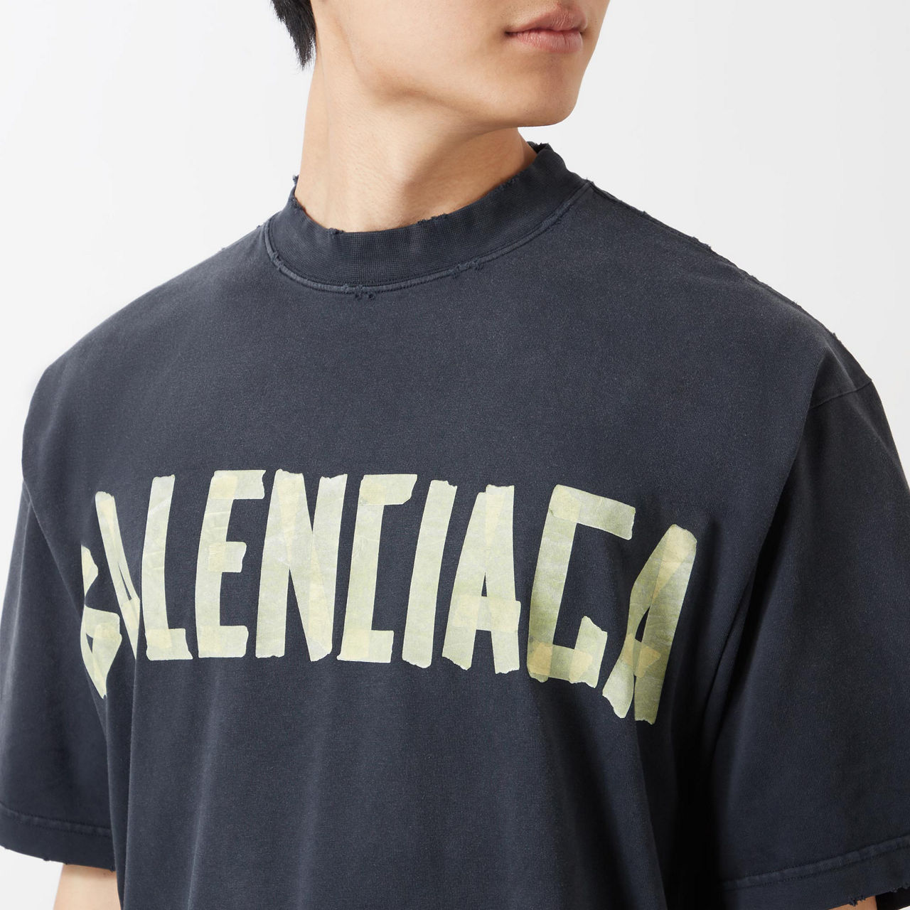 BALENCIAGA Ripped Tape Logo T-Shirt