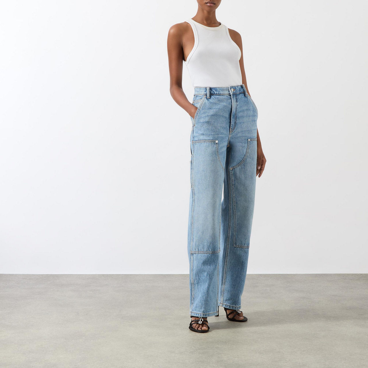 ALEXANDER WANG EZ Slouch Carpenter Mid-Rise Wide Leg Jeans