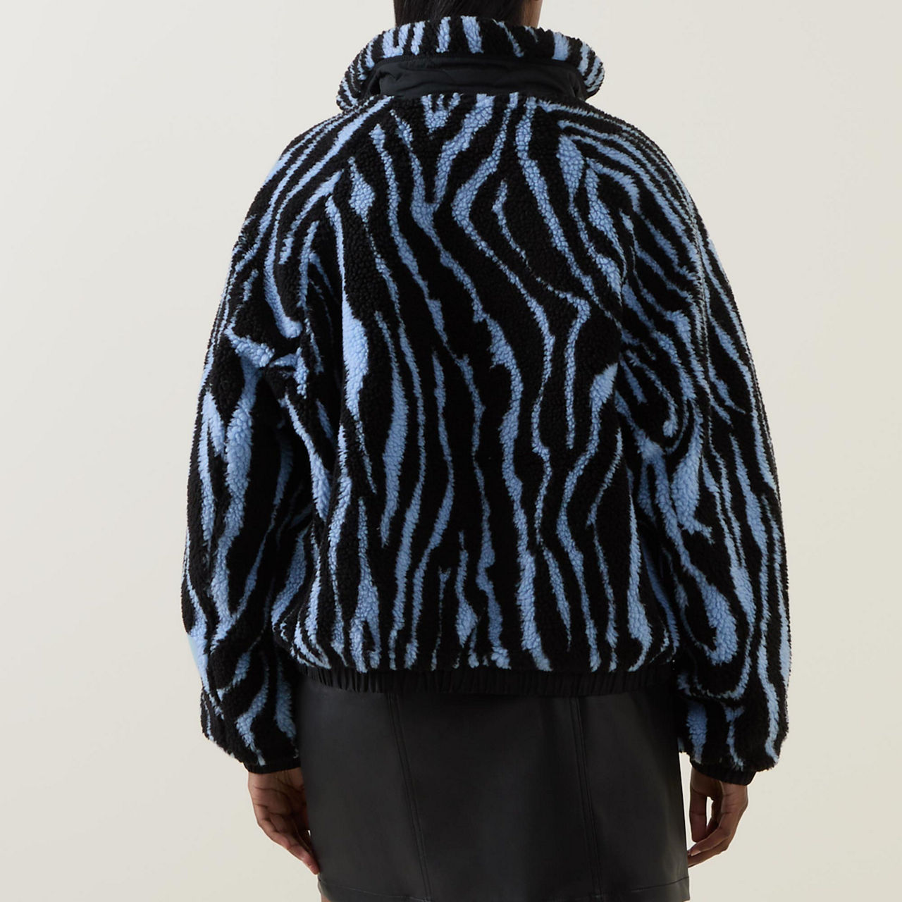 Zebra Print Zip-Through Sherpa Jacket