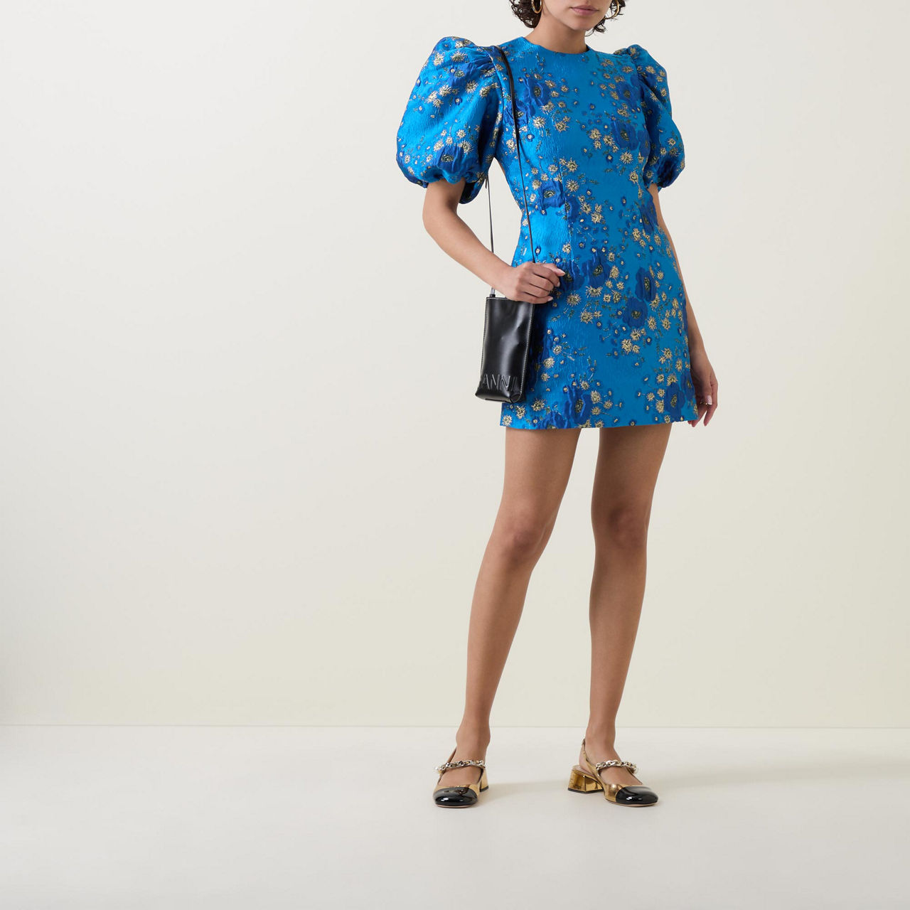 Ganni Floral Jacquard Mini Dress