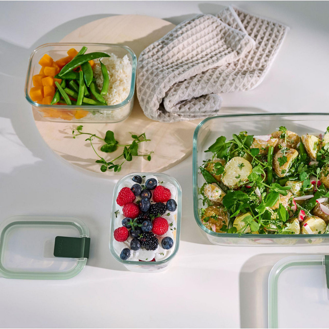 MEPAL Glass Food Storage Box Easyclip 1000 Ml - Nordic Sage