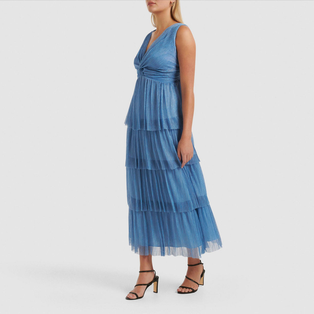 FOREVER NEW Jade Tiered Plisse Midi Dress