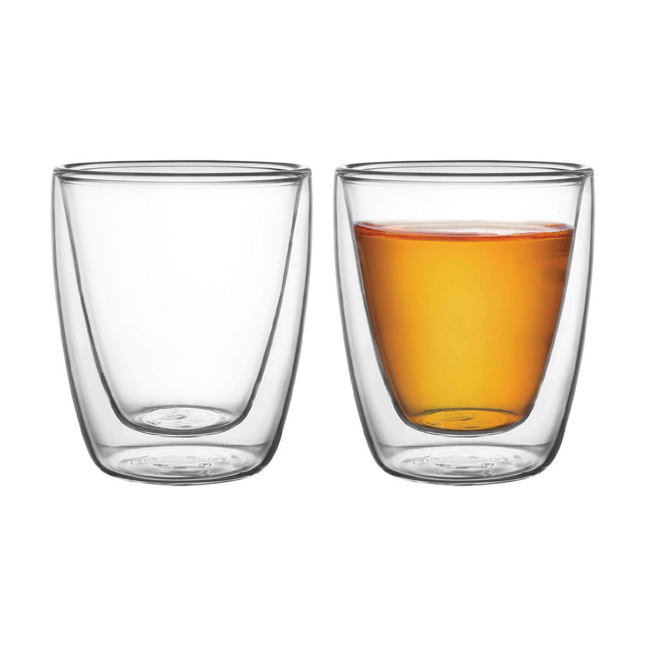 Double-Walled Glass Tea & Coffee Cups Without Handles, Two Piece