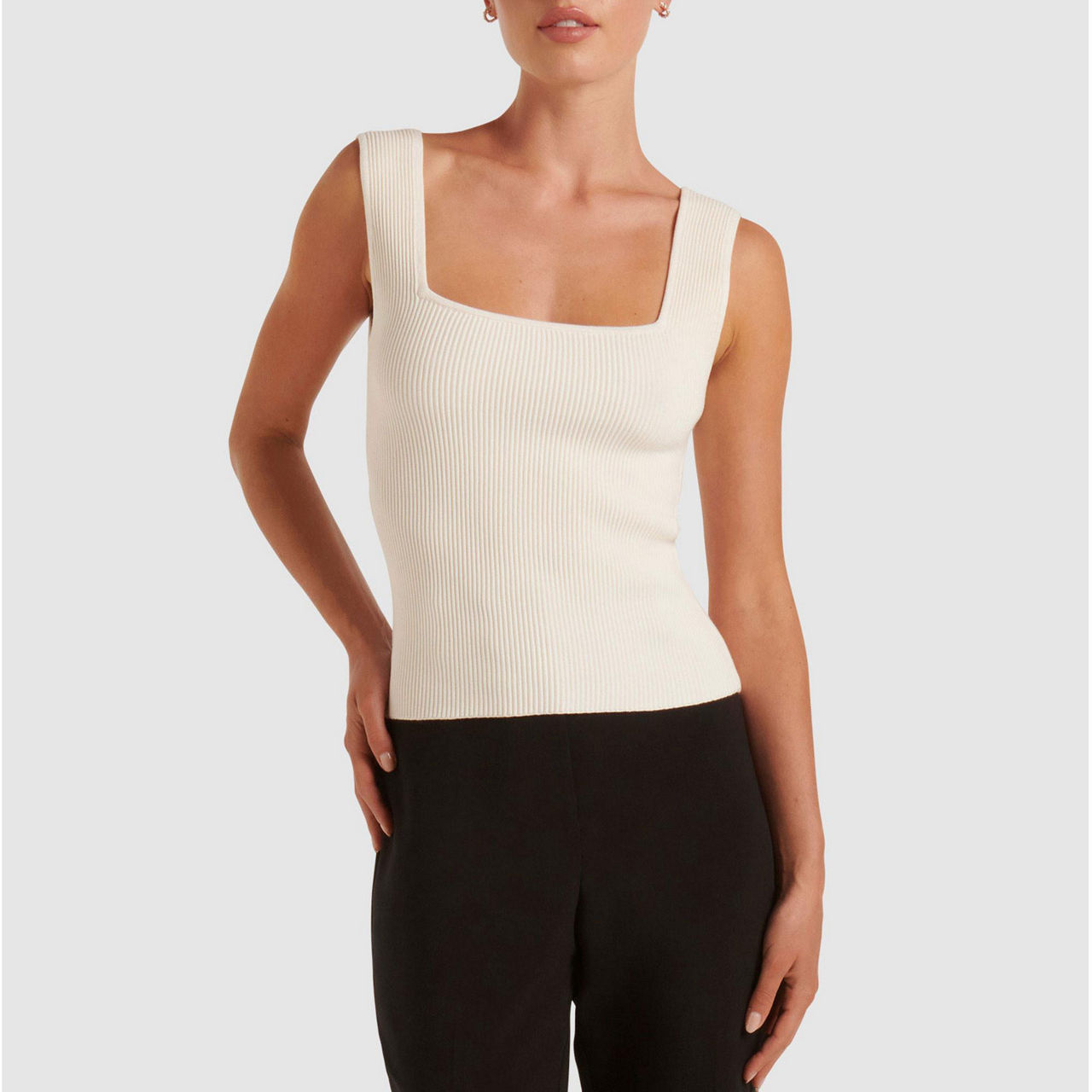 FOREVER NEW Bobbie Square Neck Knit Tank Top