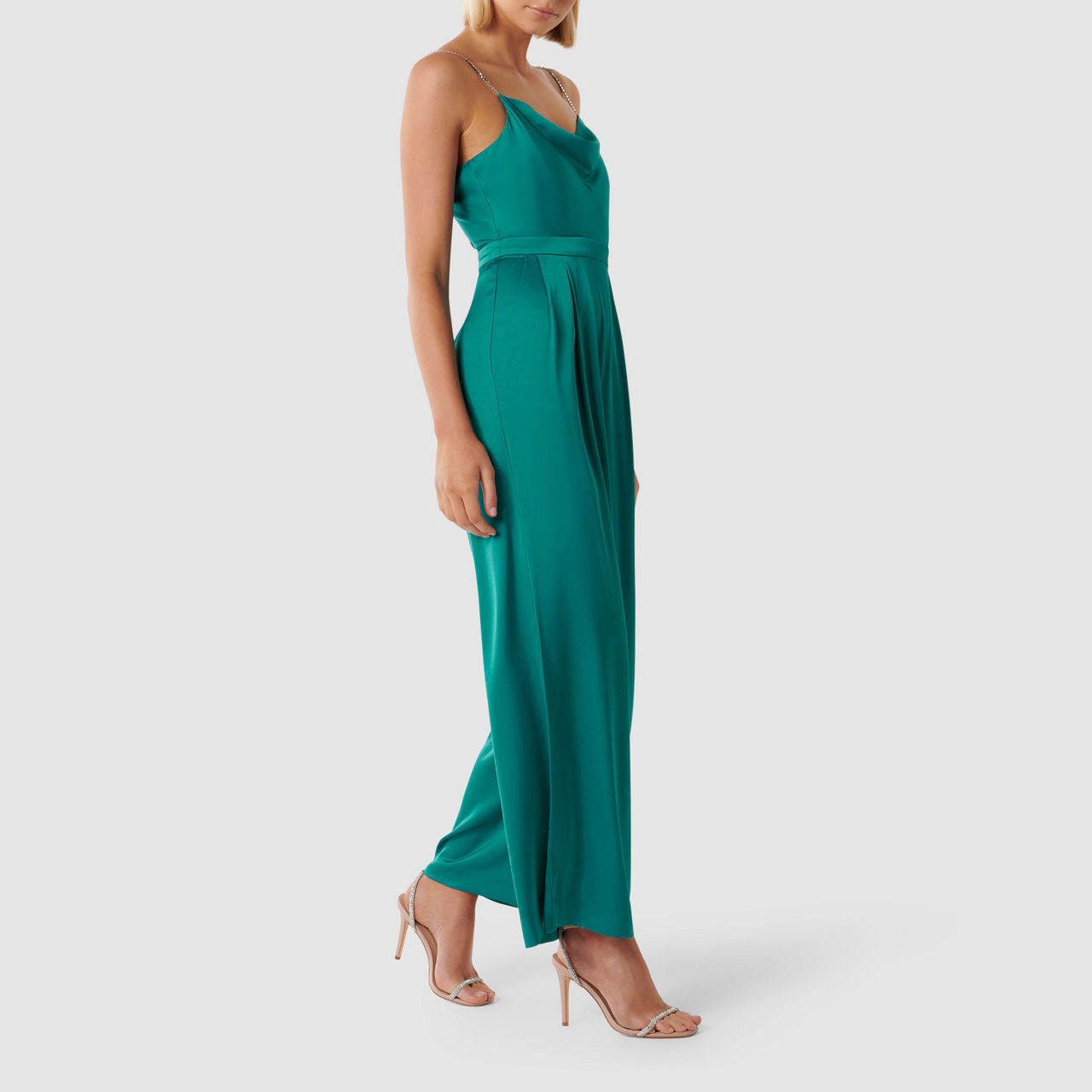 FOREVER NEW Gloria Cowl Neck Satin Jumpsuit