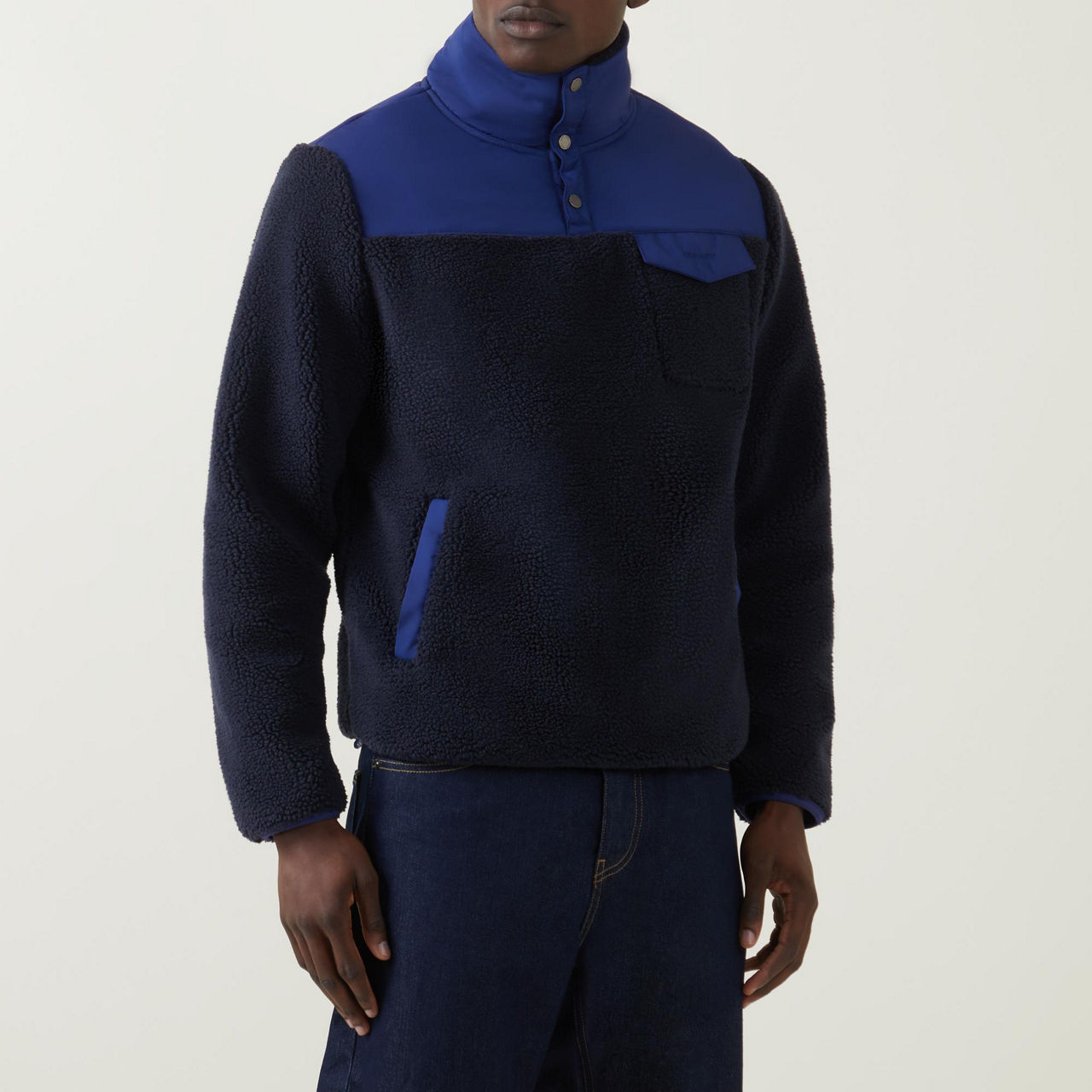 Fleece Half-Buttoned Anorak Jacket