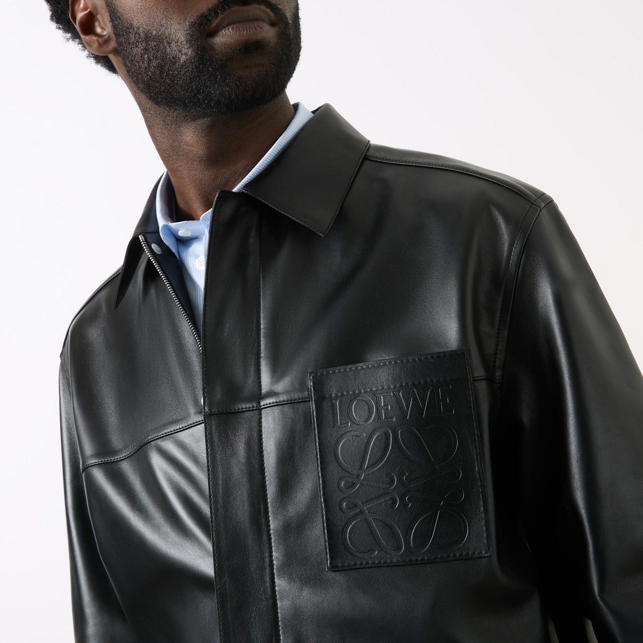LOEWE Debossed Anagram Leather Overshirt