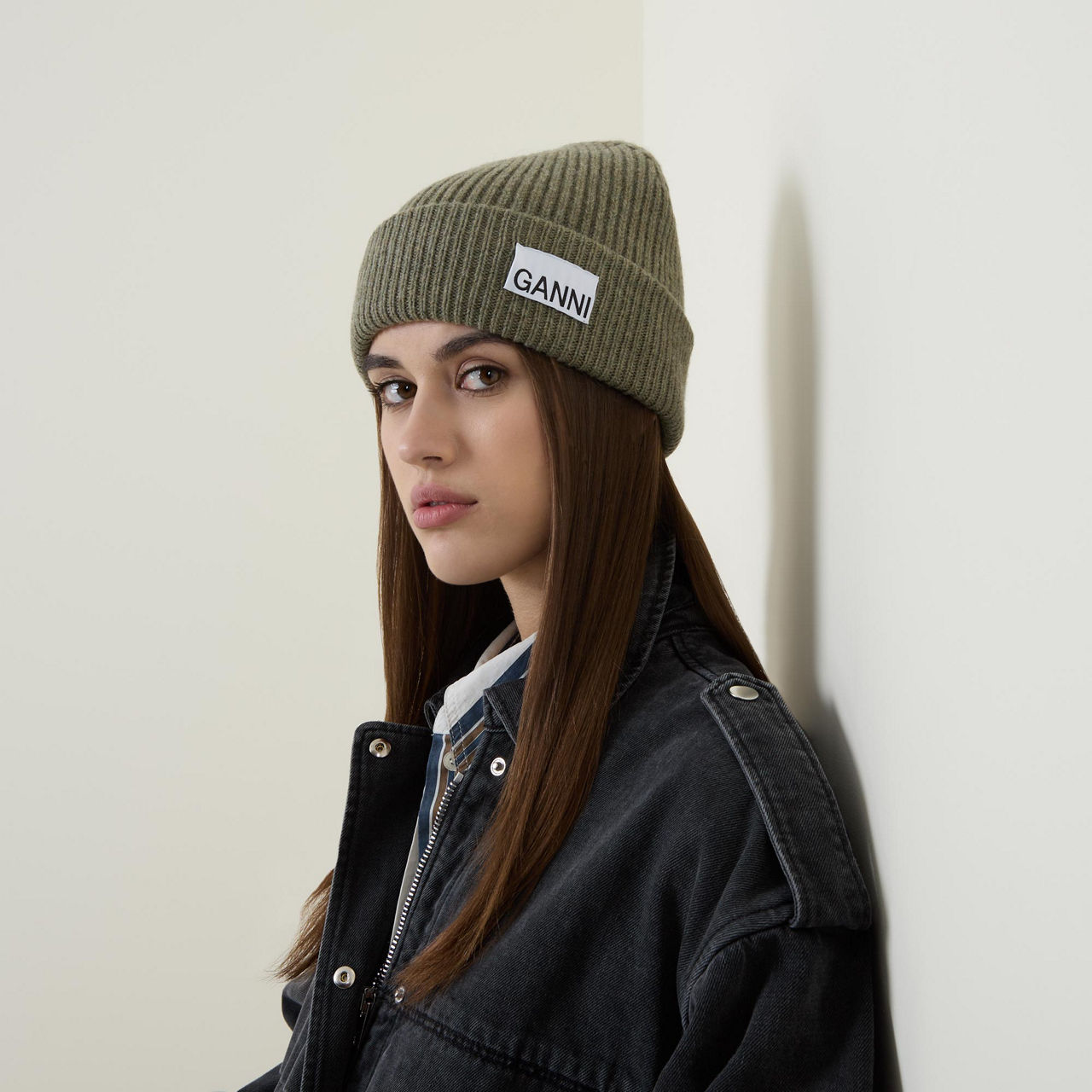 GANNI Ribbed-Knit Lightweight Beanie Hat