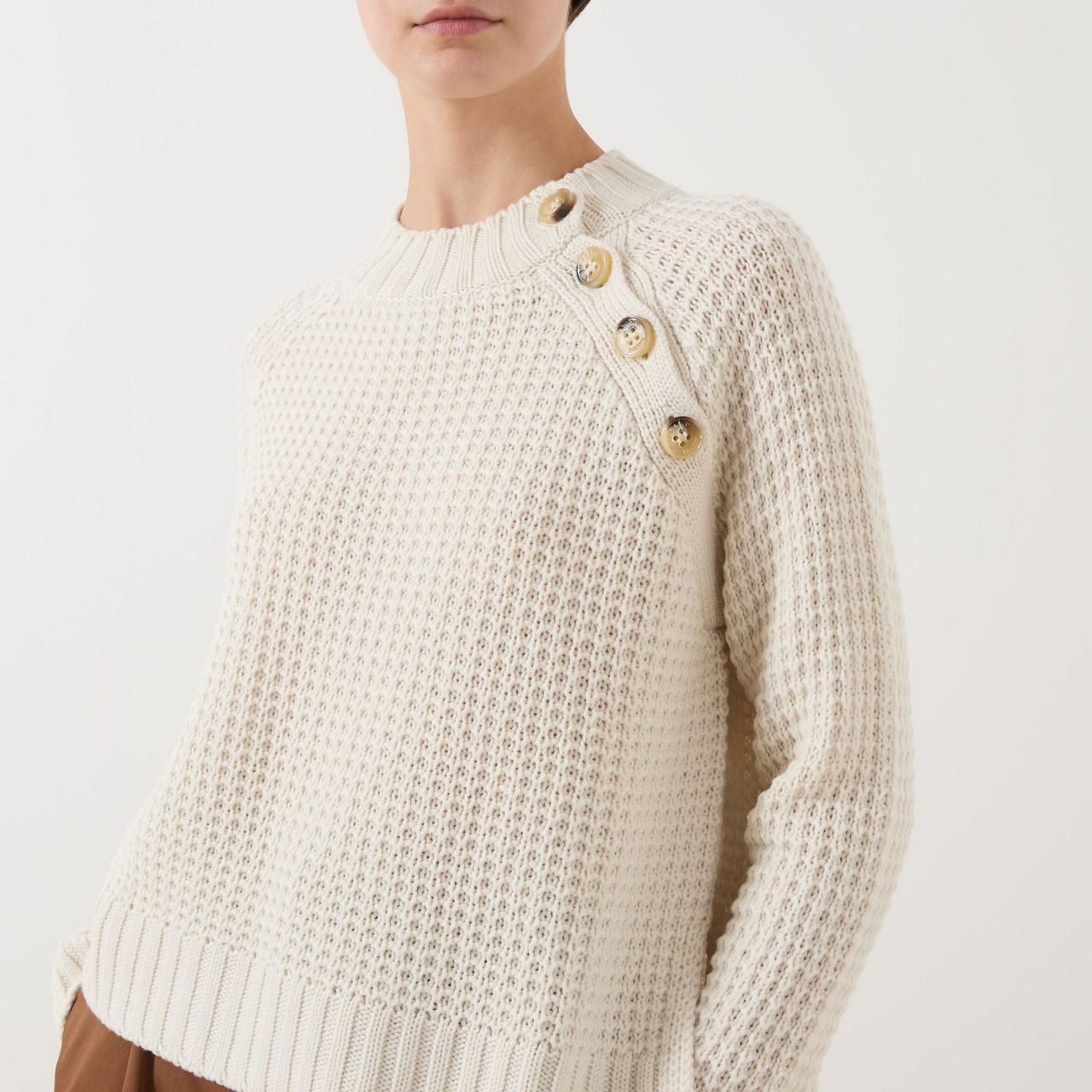 WEEKEND MAX MARA Green Button-Neck Sweater