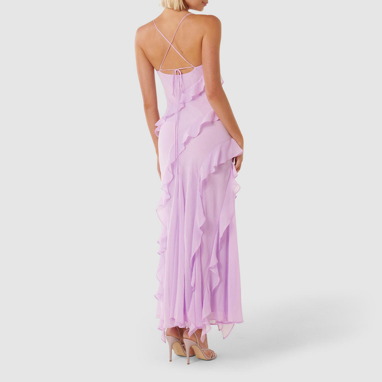 Peta Ruffle Cowl Neck Gown