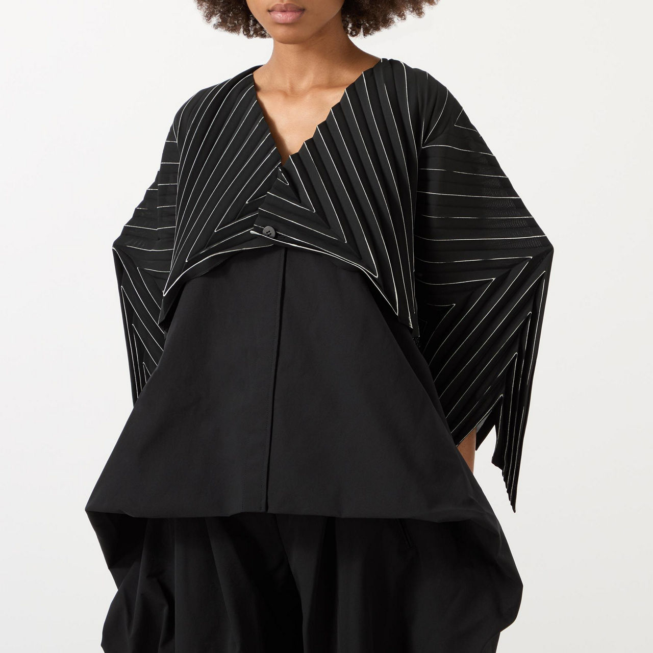 ISSEY MIYAKE V Squared Pleat Asymmetric Cardigan