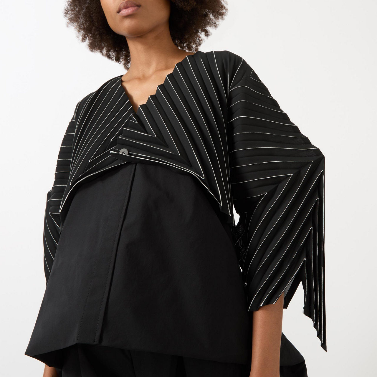 ISSEY MIYAKE V Squared Pleat Asymmetric Cardigan