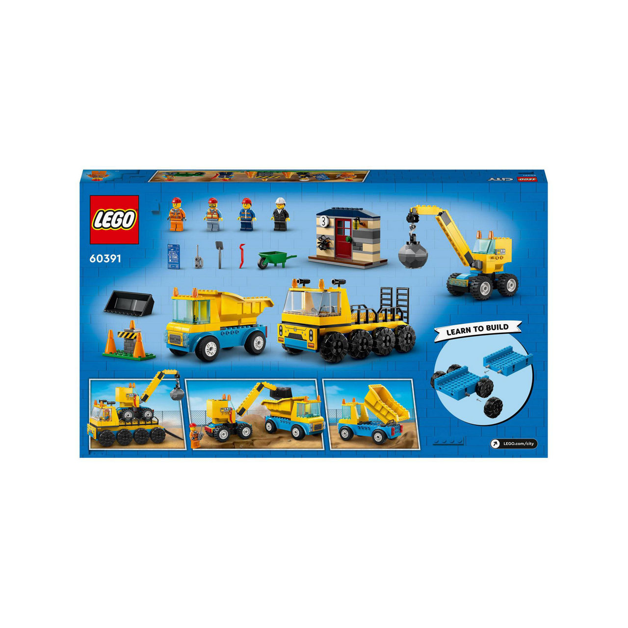 Construction Trucks and Wrecking Ball Crane