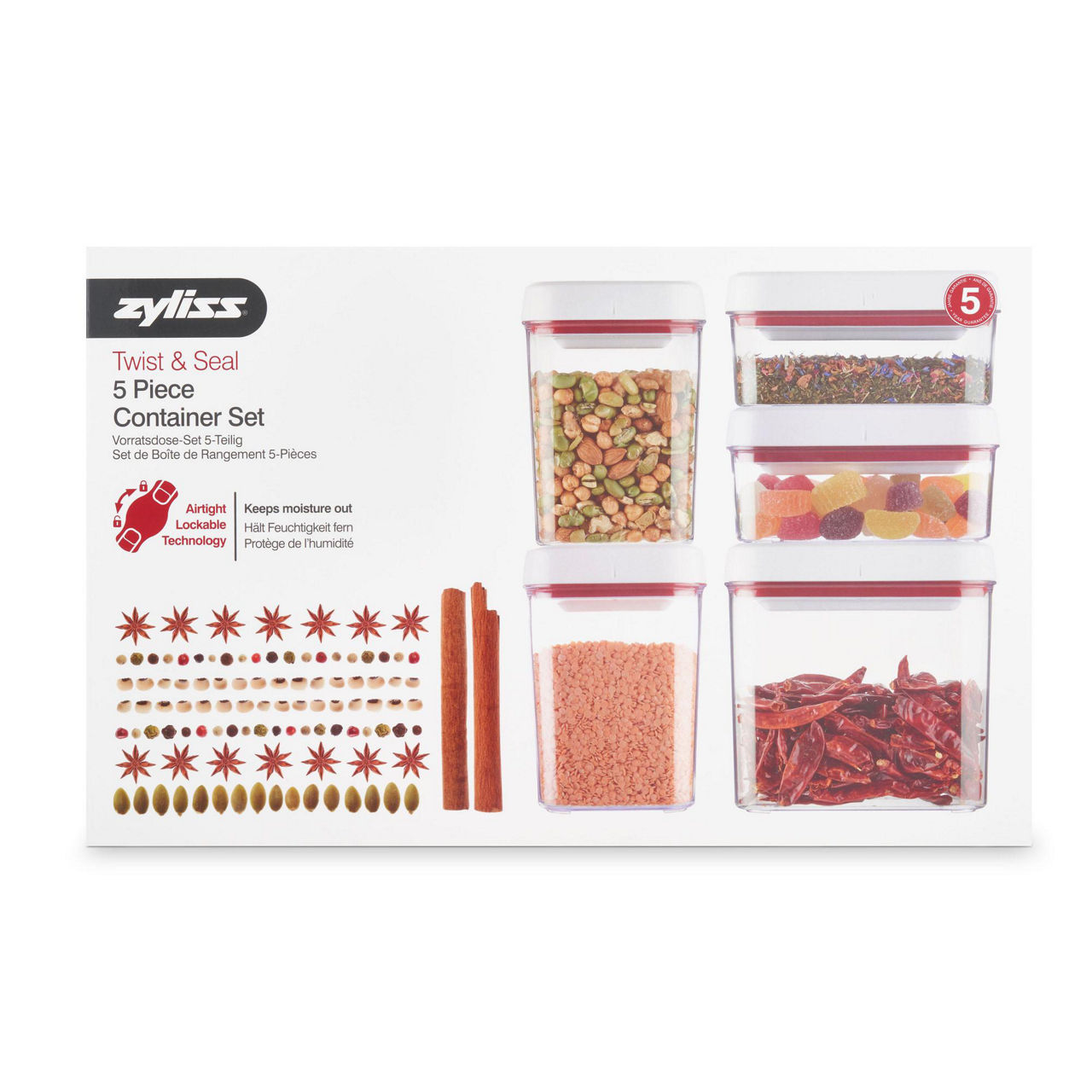 ZYLISS Twist & Seal 5 Piece Container Set
