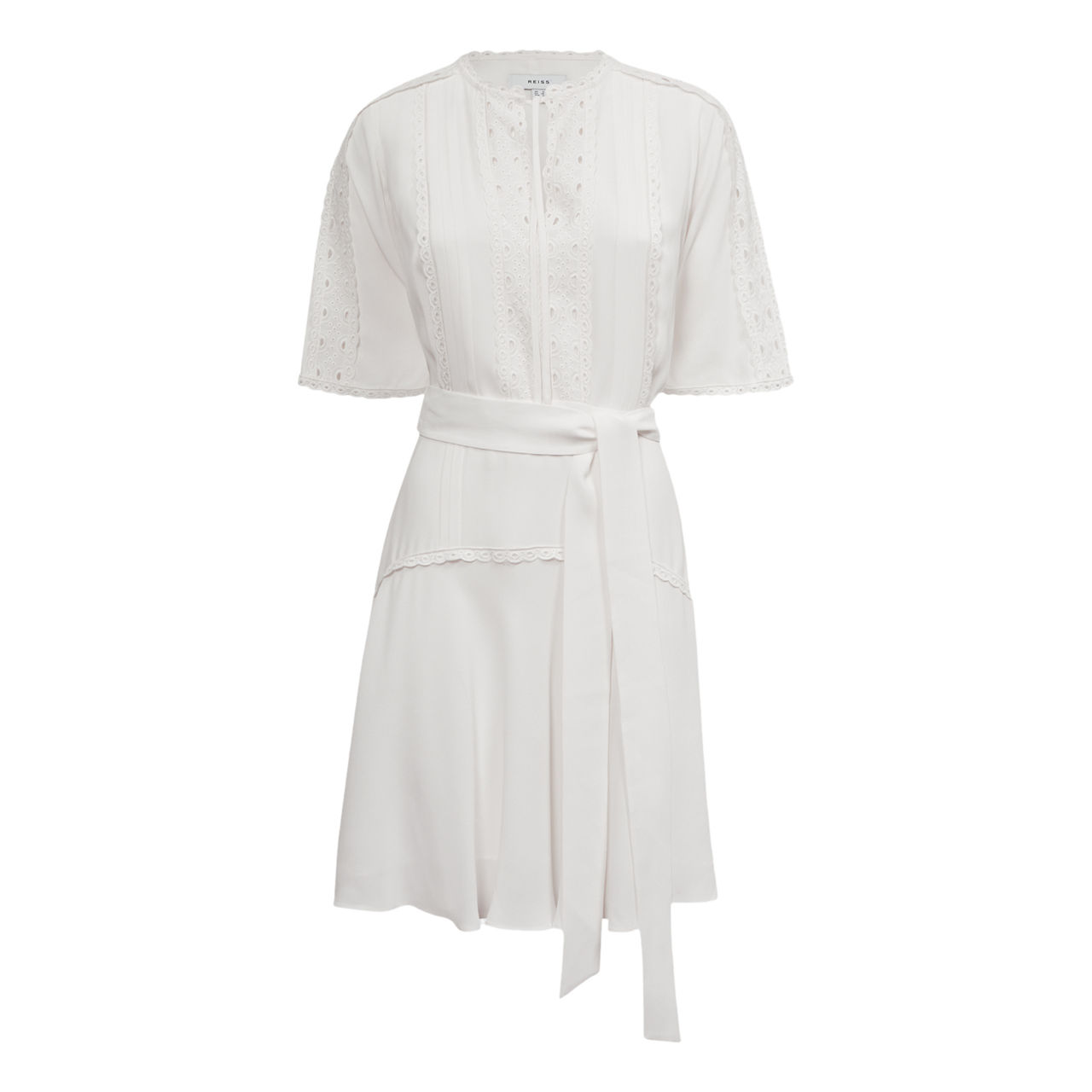 REISS Felicity High Neck Lace Mini Dress