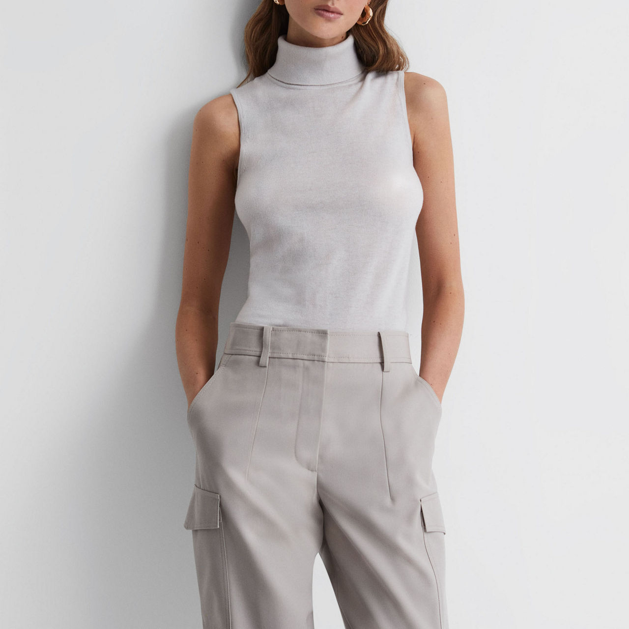 Edna Merino Wool Sleeveless Roll Neck Top