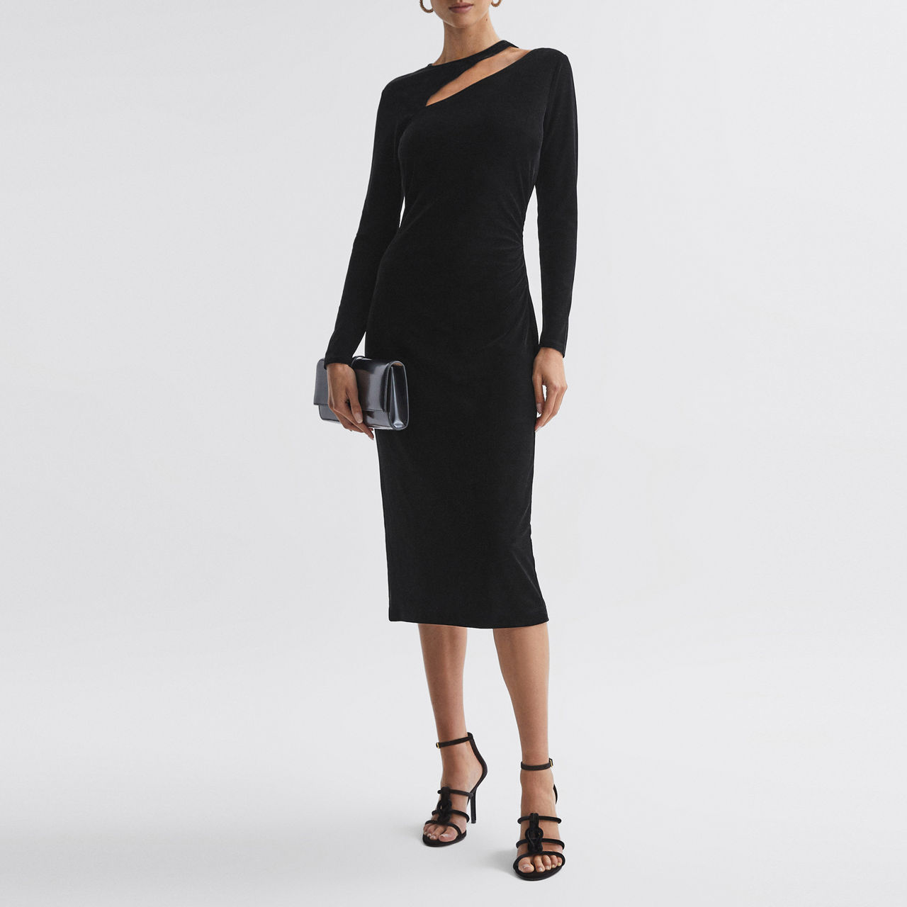 REISS Macey Cut-Out Velvet Dress
