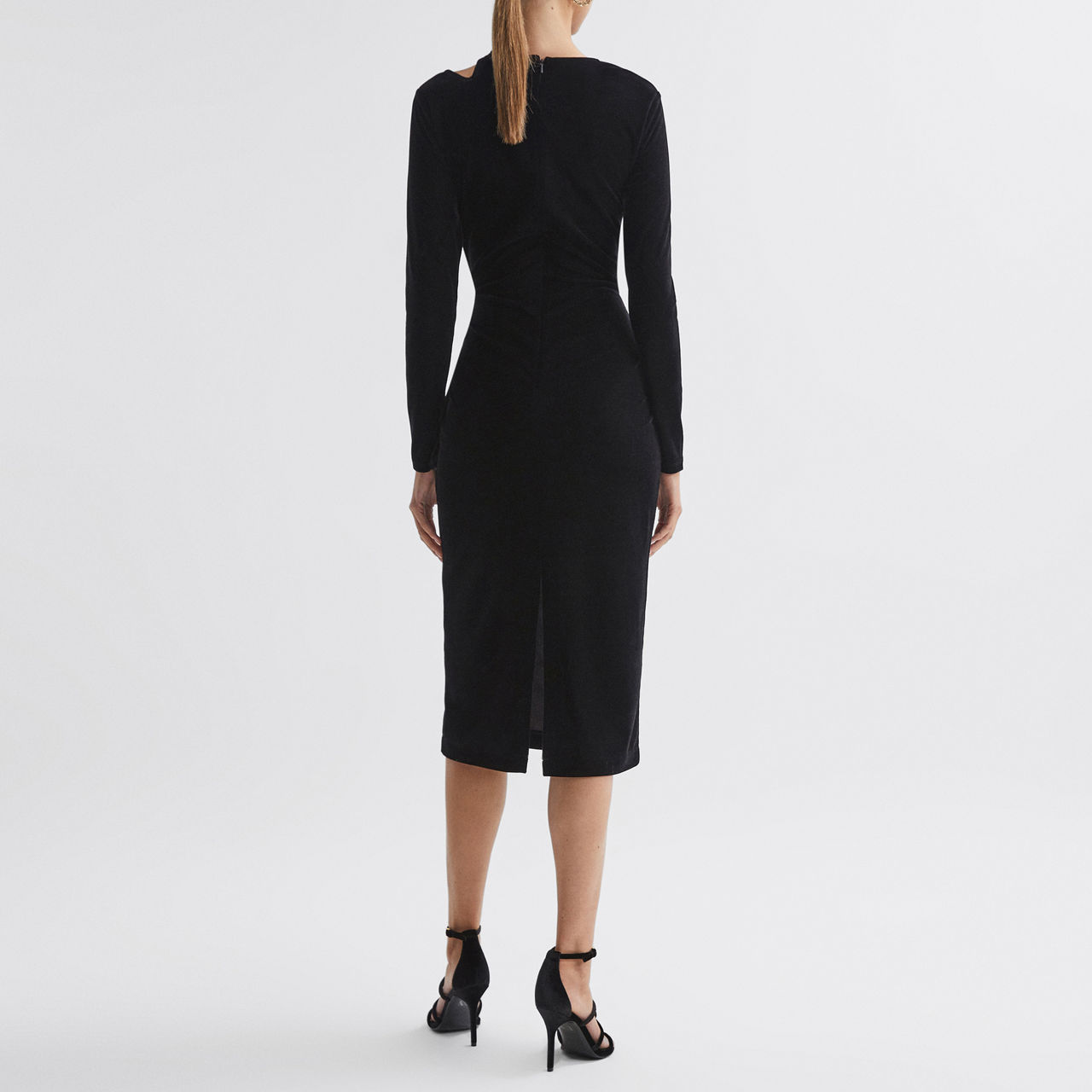 REISS Macey Cut-Out Velvet Dress