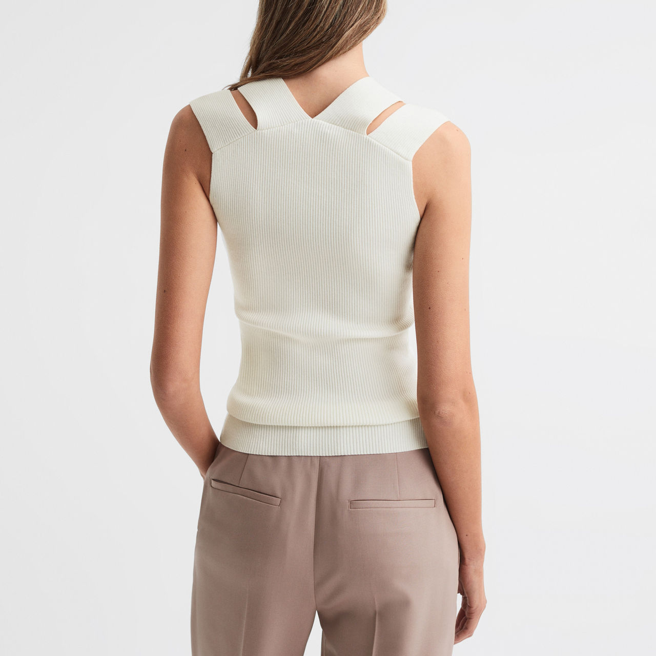 REISS Nina Cut-Out Knitted Vest