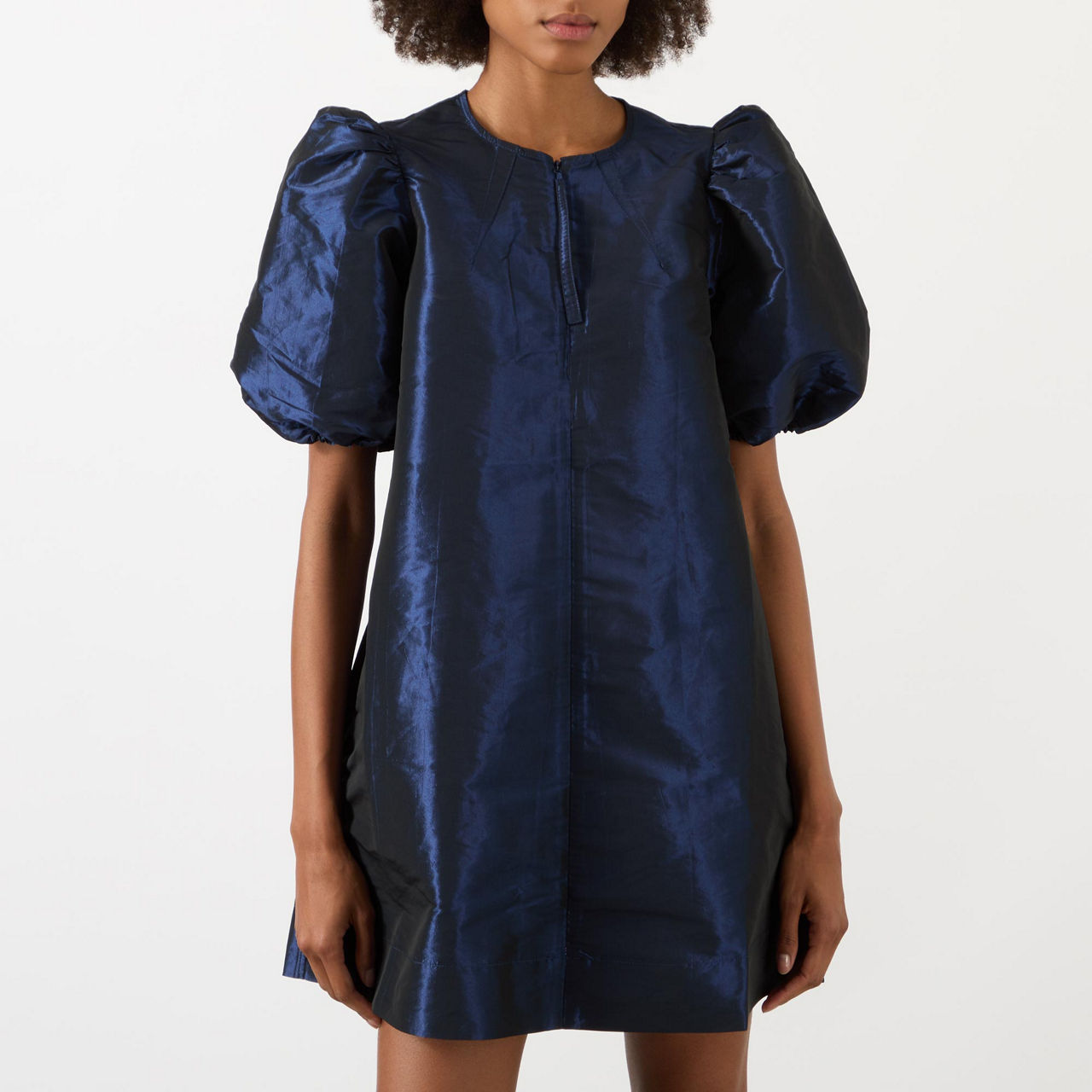 Ganni Taffeta Puff Sleeved Mini Dress