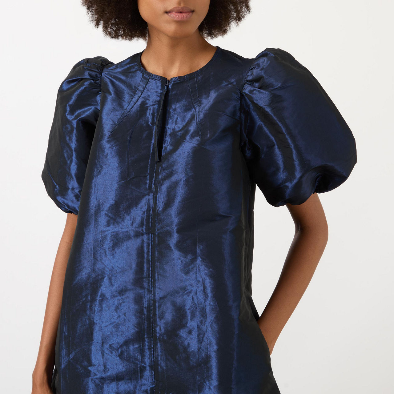 Ganni Taffeta Puff Sleeved Mini Dress