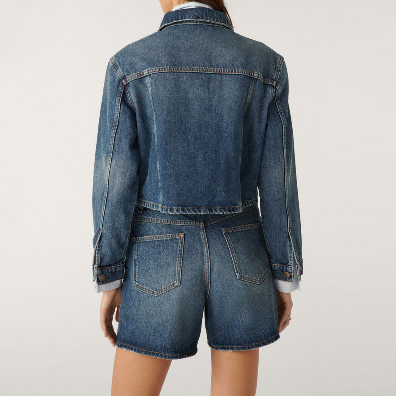 BA&SH Manon Cropped Denim Structured Jacket
