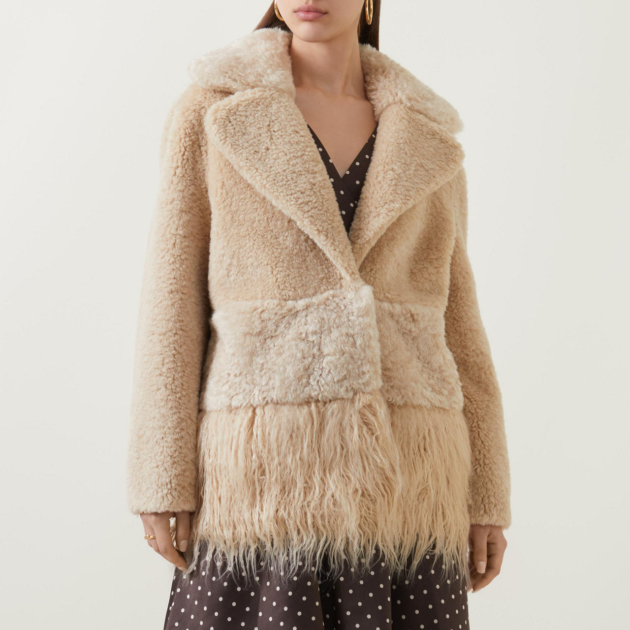 MARELLA Norvege Fur Patch Fringed Coat