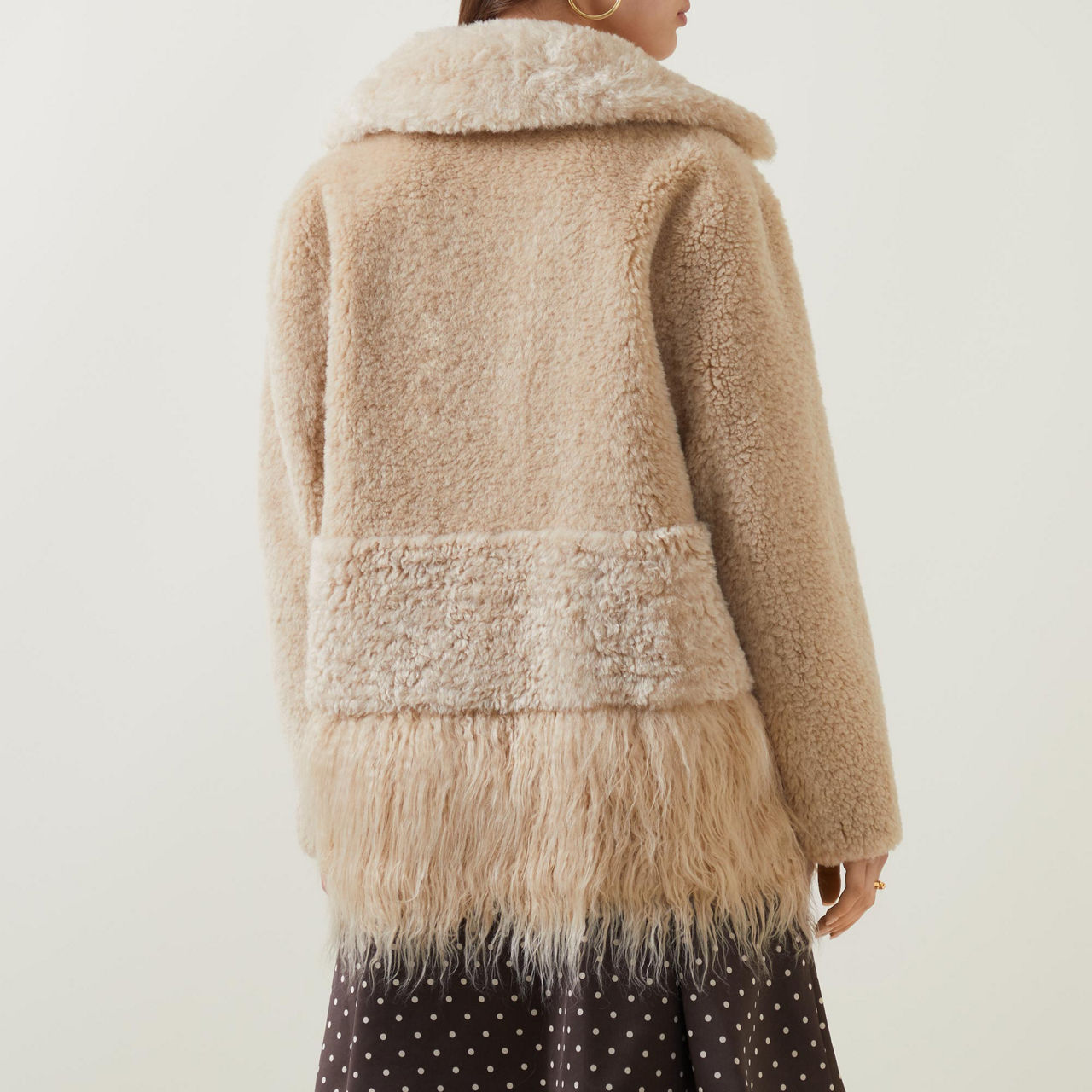 MARELLA Norvege Fur Patch Fringed Coat