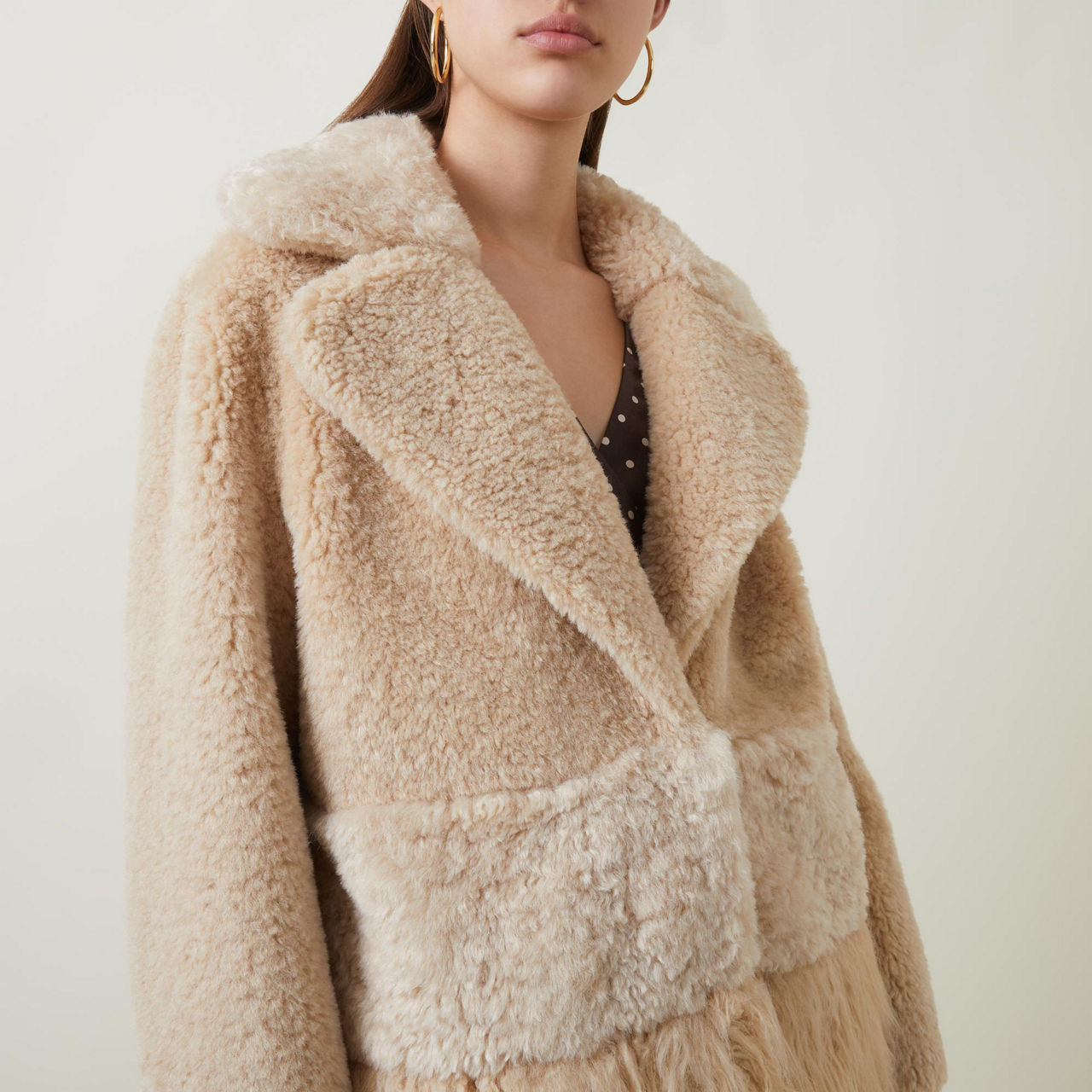 MARELLA Norvege Fur Patch Fringed Coat