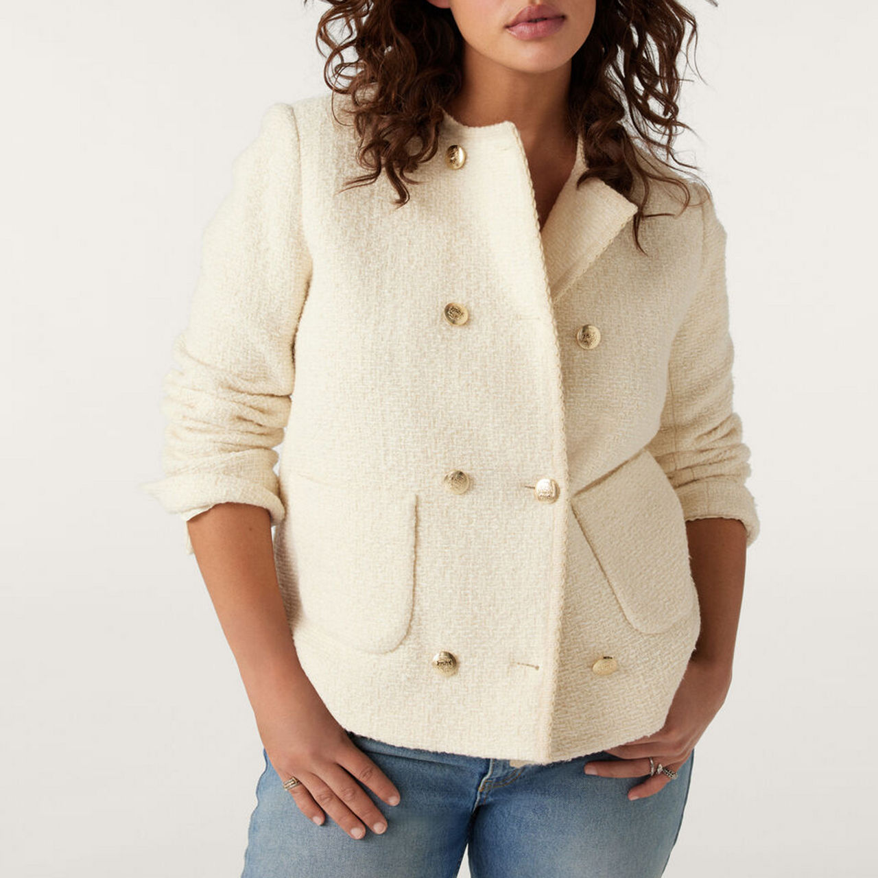 BA&SH Joe Double-Breasted Tweed Jacket