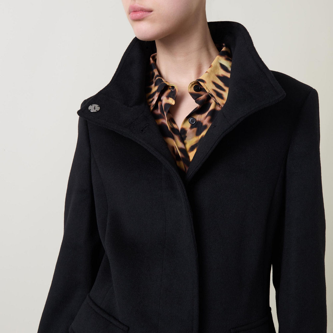 High Collar Single-Breasted Coat