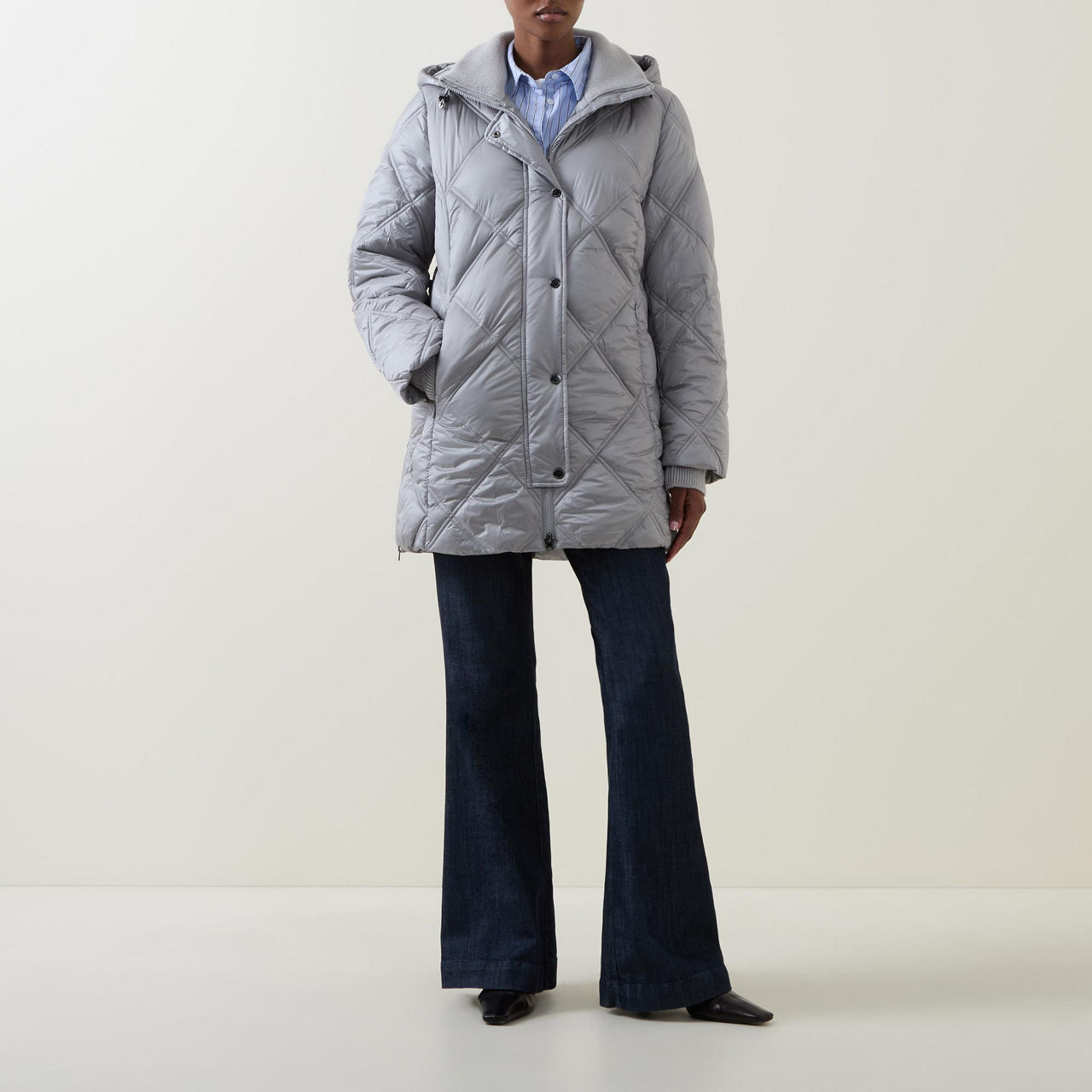 Long-Sleeve Diamond Quilted Jacket