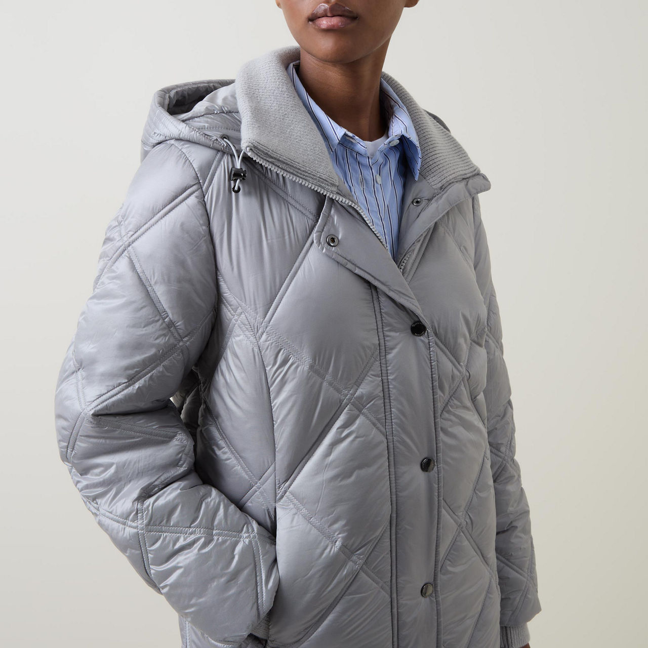 Long-Sleeve Diamond Quilted Jacket