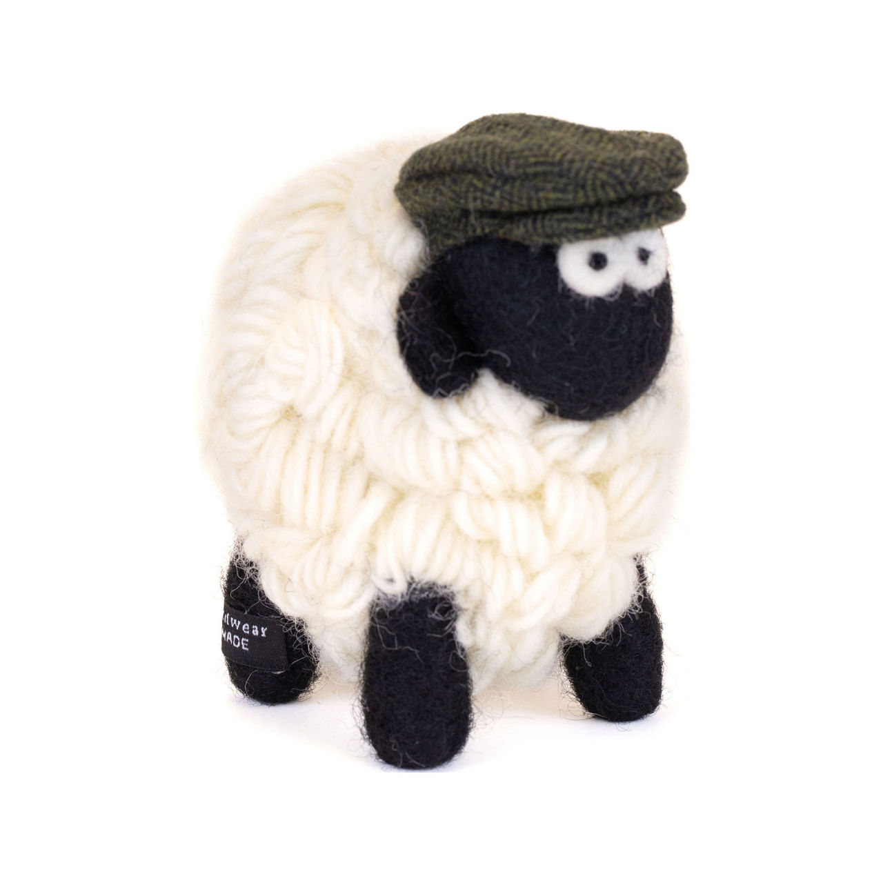 ERIN KNITWEAR Medium Knitted Sheep with Green Flat Cap