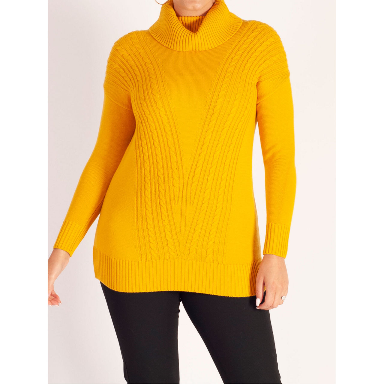 Cable Knit Roll Neck Sweater