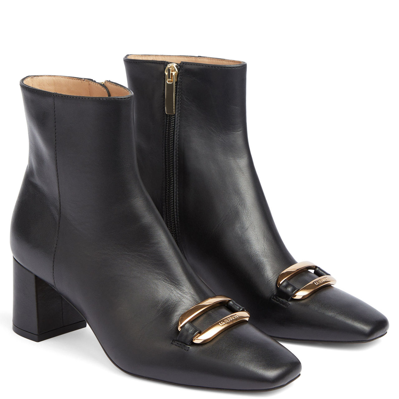 Novella Bar Detail Leather Ankle Boots