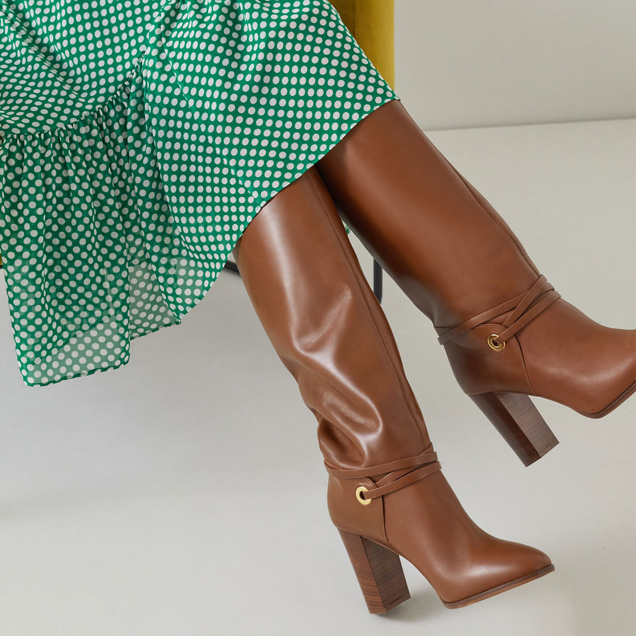 LK BENNETT Shelby Leather Knee High Boots Brown