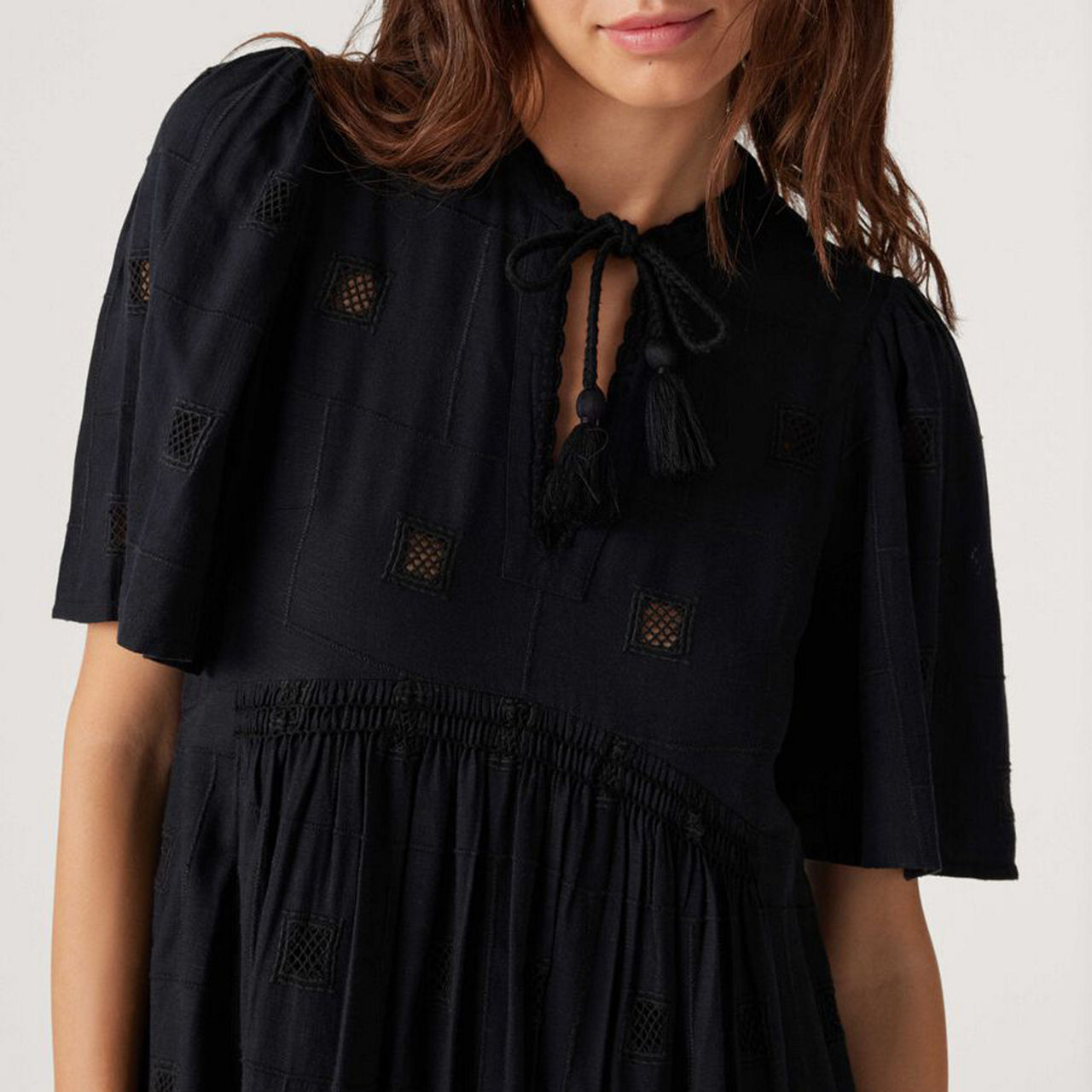 BA&SH Romy Embroidered Openwork Dress