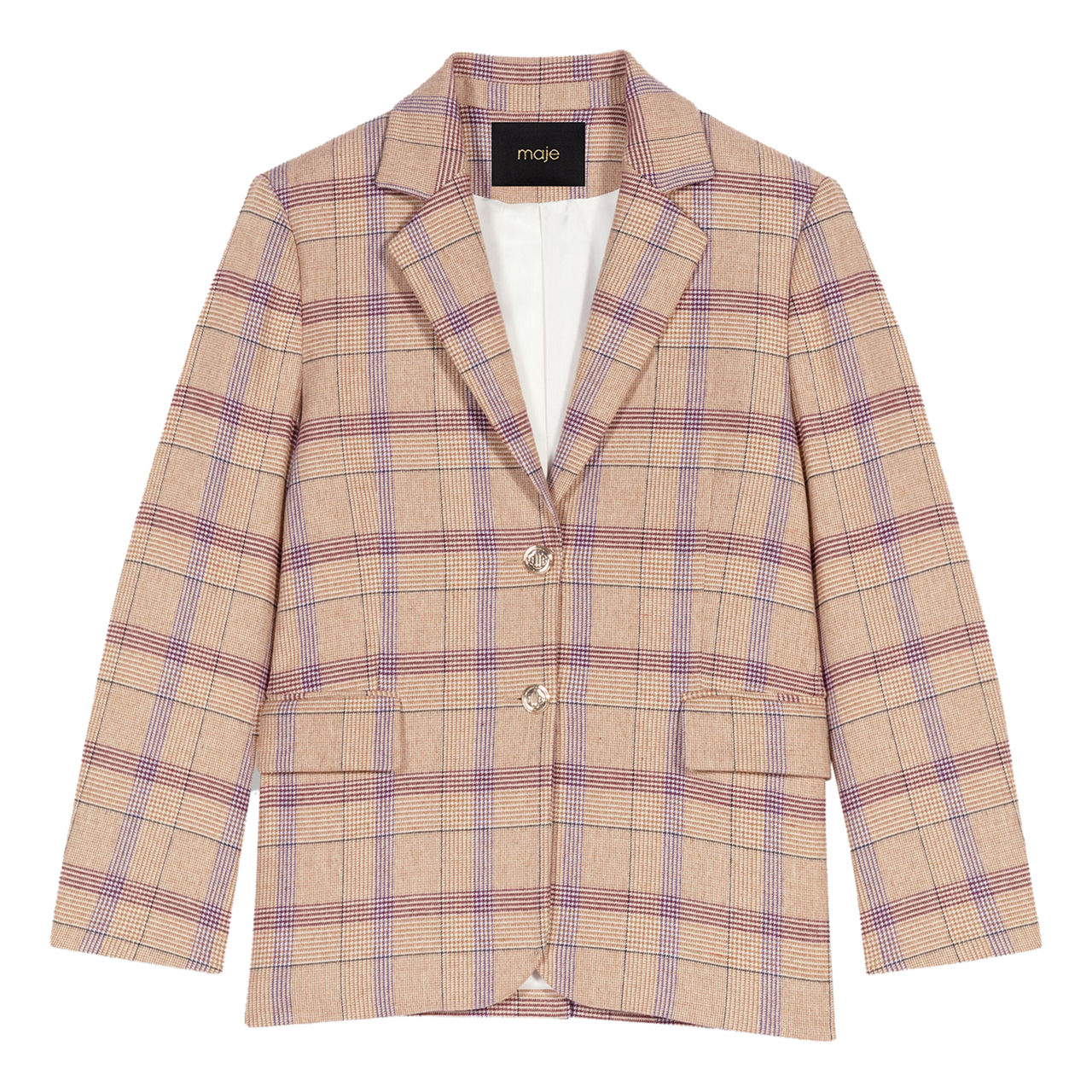 MAJE Check Single-Breasted Blazer
