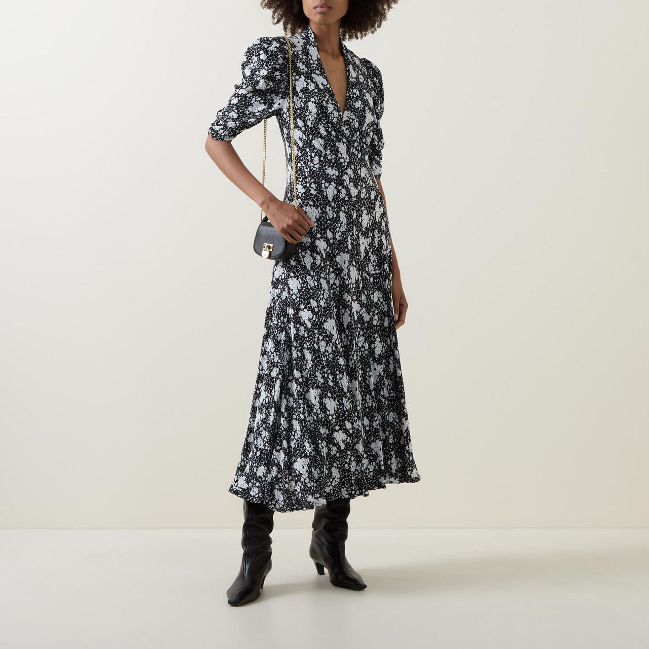 Madi Monochrome Floral Midi Dress