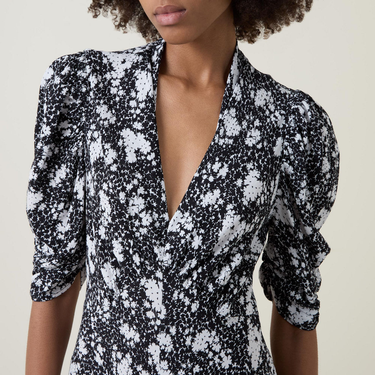 Madi Monochrome Floral Midi Dress
