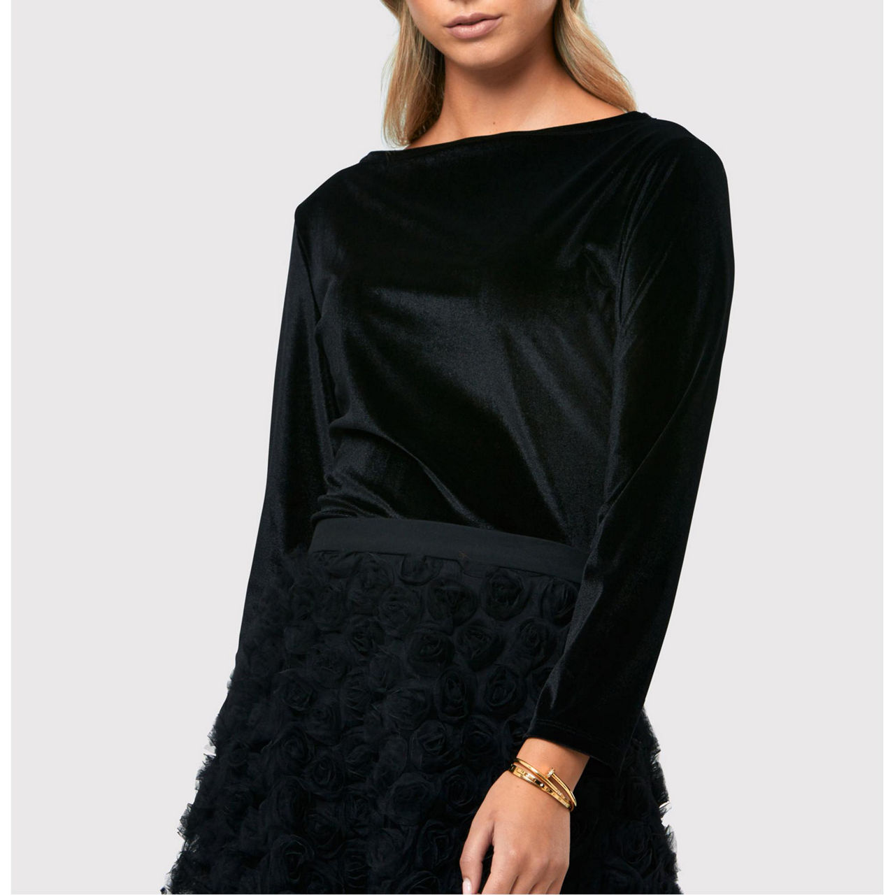 Teagan Black Velvet Top